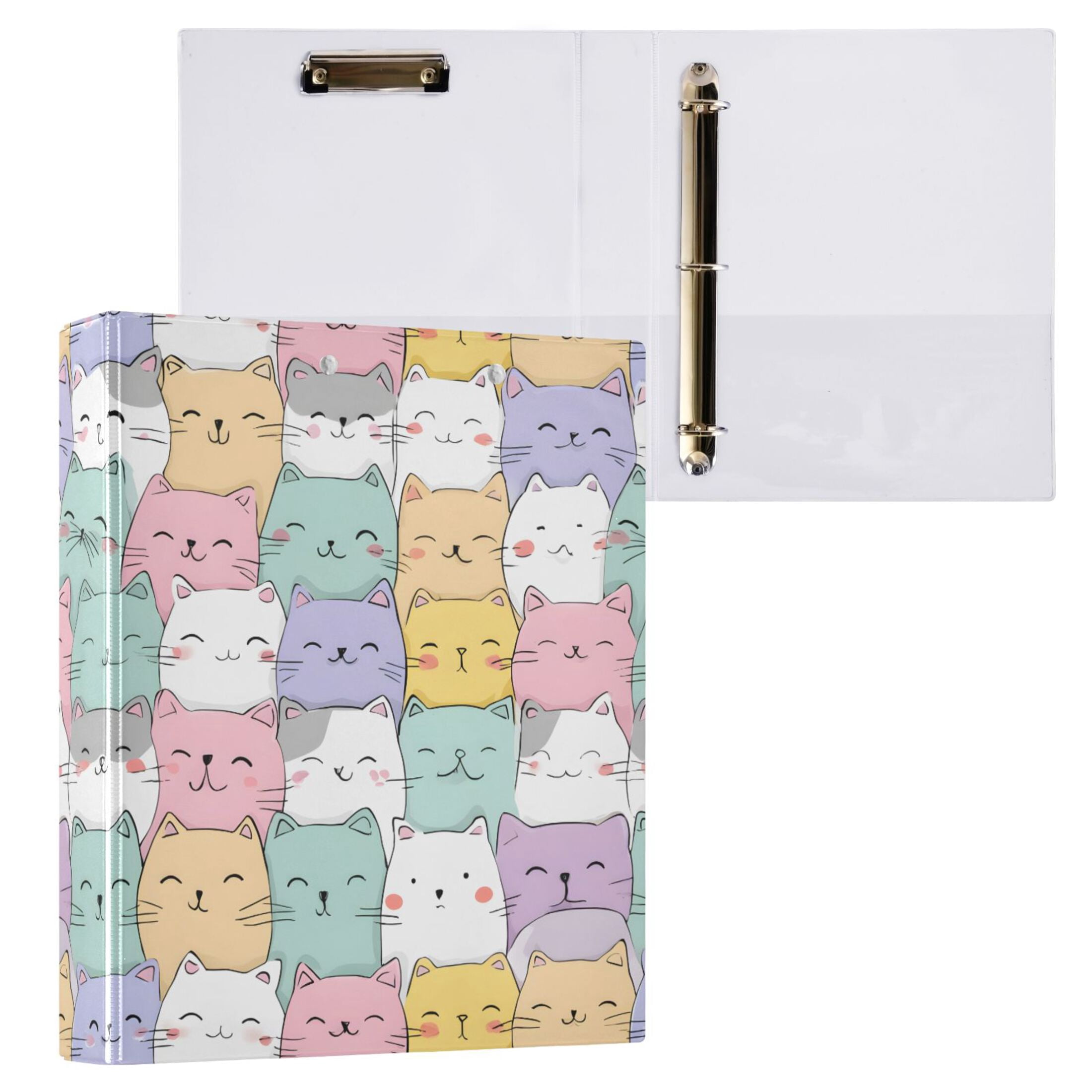 ALAZA Cartoon Doodle Cats Hardcover 3 Ring Binder 1.5" D-Rings with ...