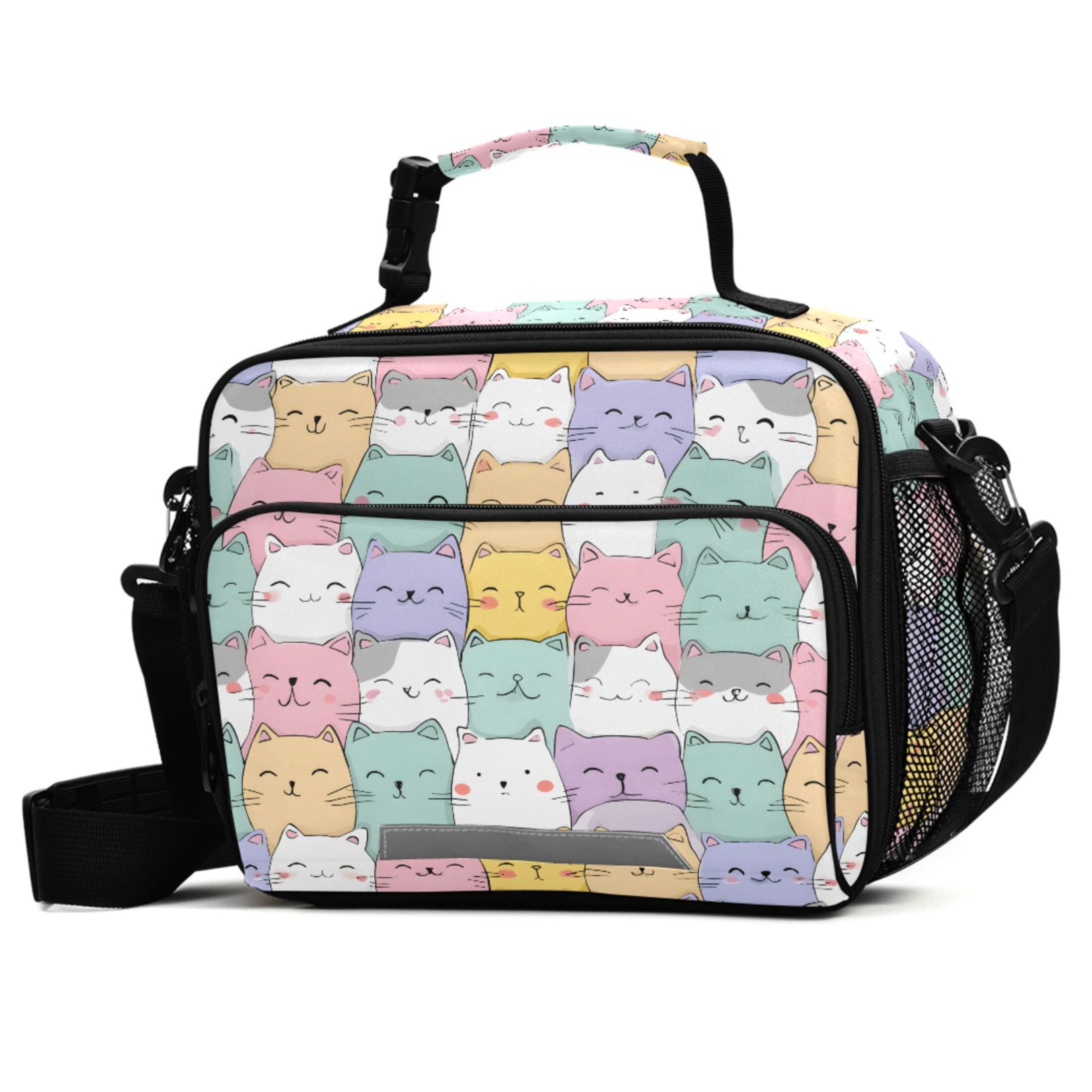ALAZA Cartoon Doodle Cats Lunch Box Insulated Cooler Bag Reusable Tote ...