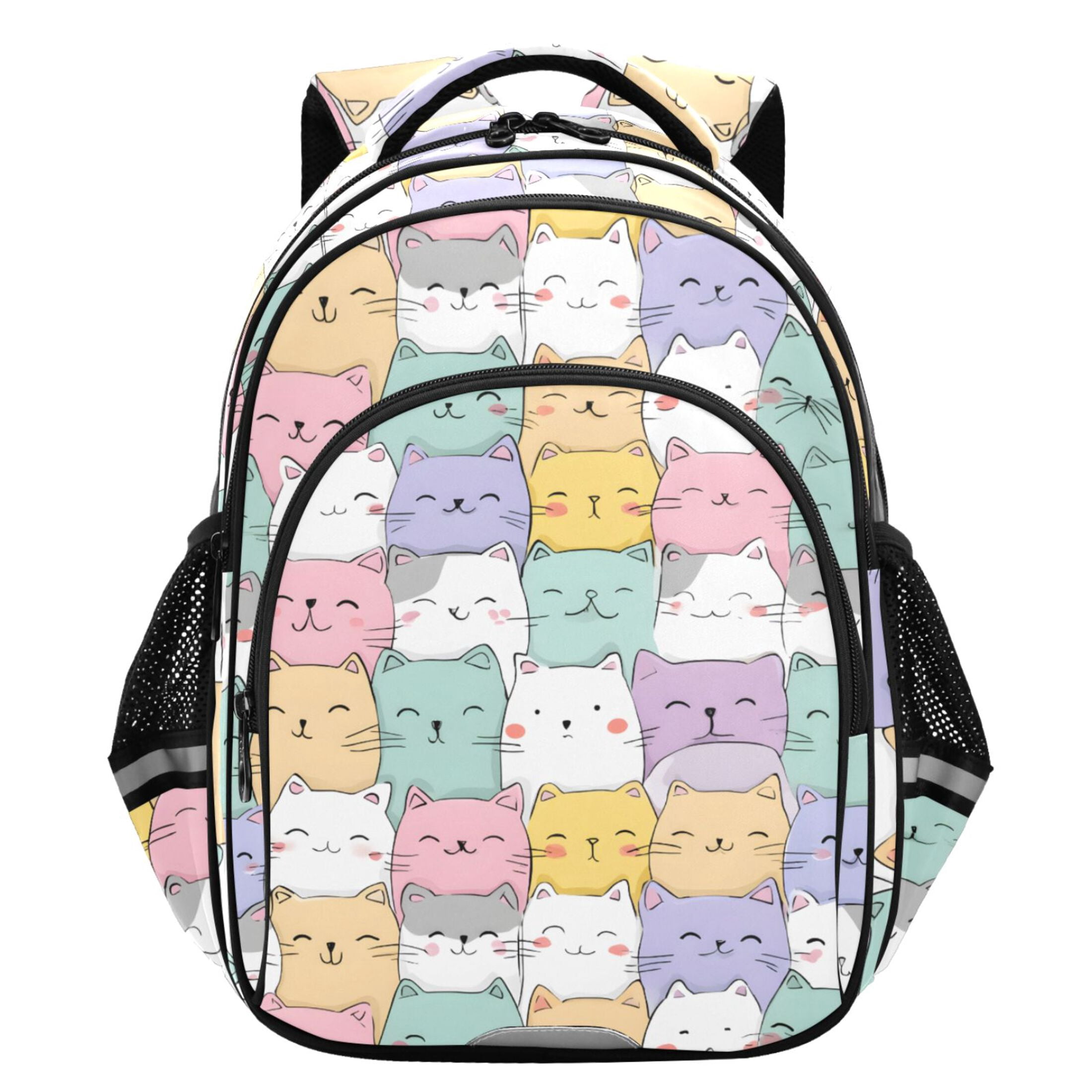 ALAZA Cartoon Doodle Cats School Backpack Elementary Bag Student ...