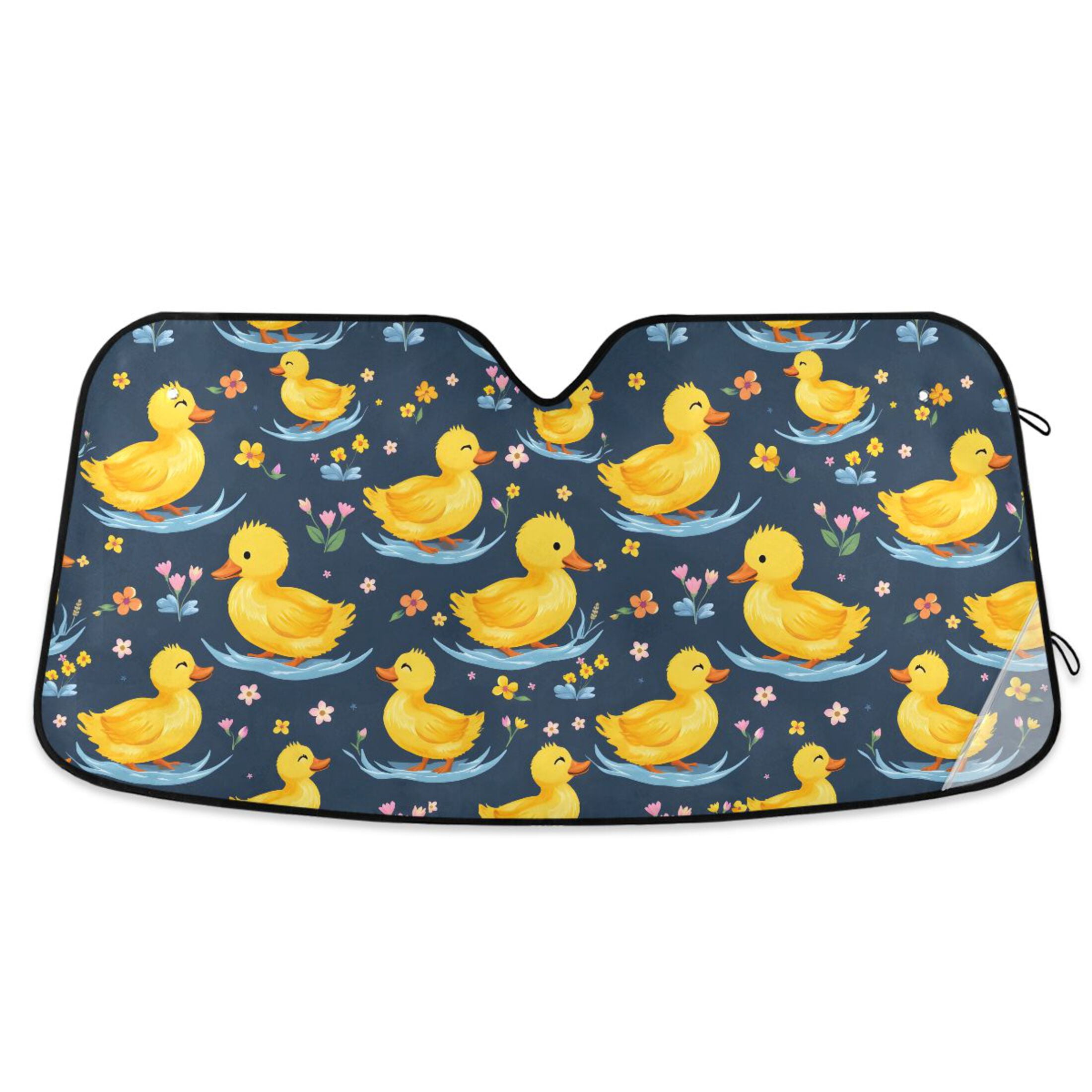 ALAZA Cartoon Duck Flowers Pattern Car Windshield Sun Shade Foldable UV ...