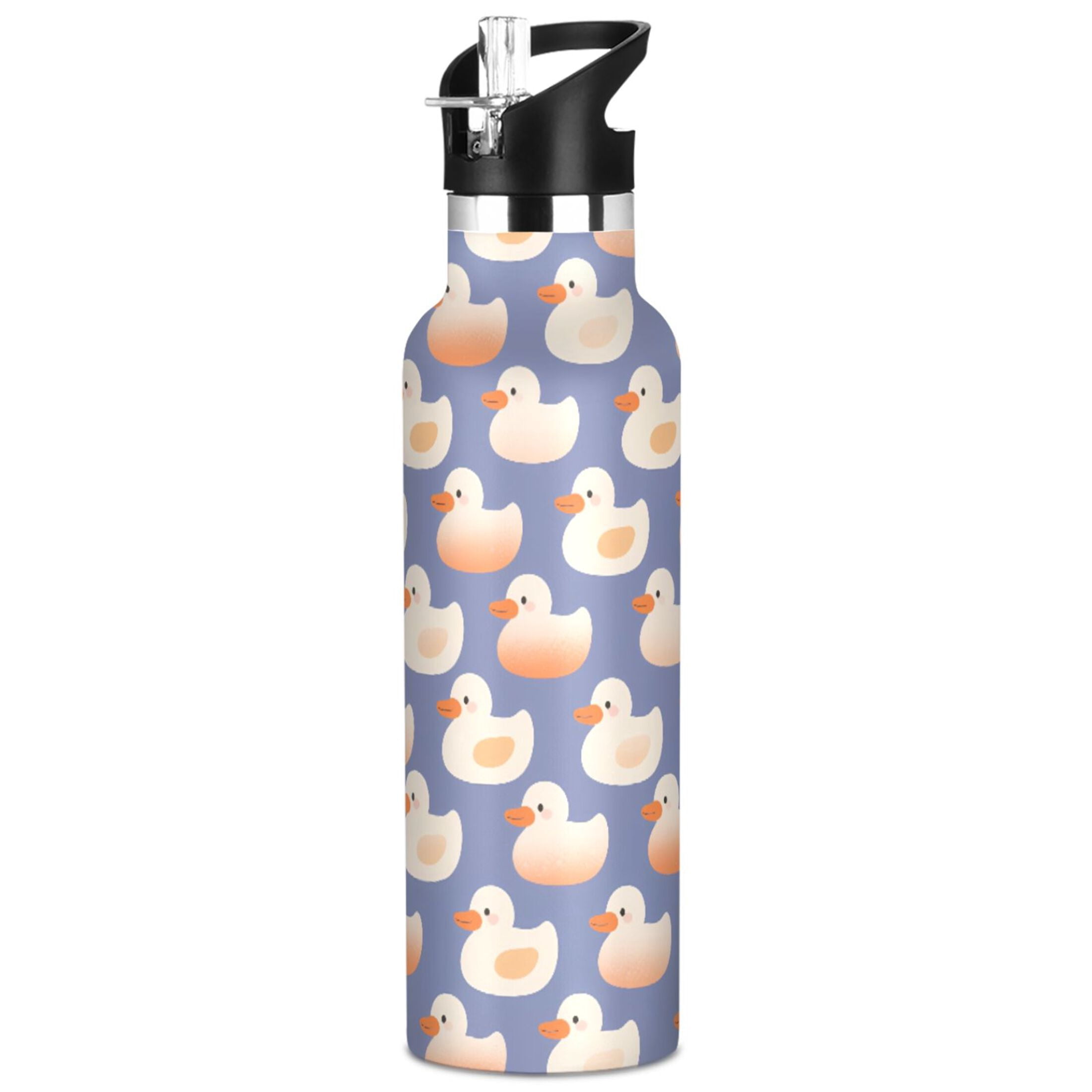 ALAZA Cartoon Duck Purple Pattern Stainless Steel Water Bottle Vacuum ...