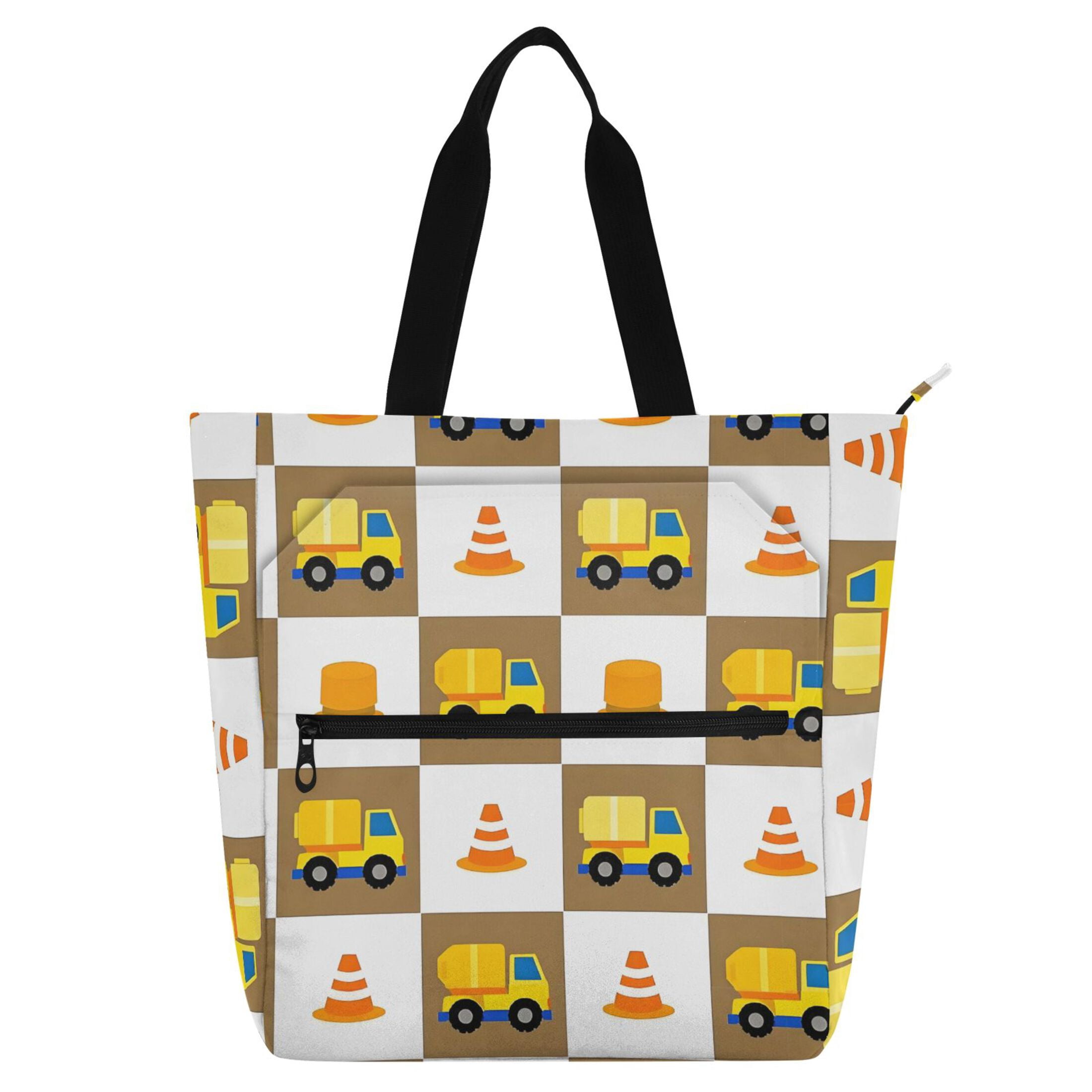 ALAZA Cartoon Engineering Vehicles School Book Bag Kids Tote Bags ...