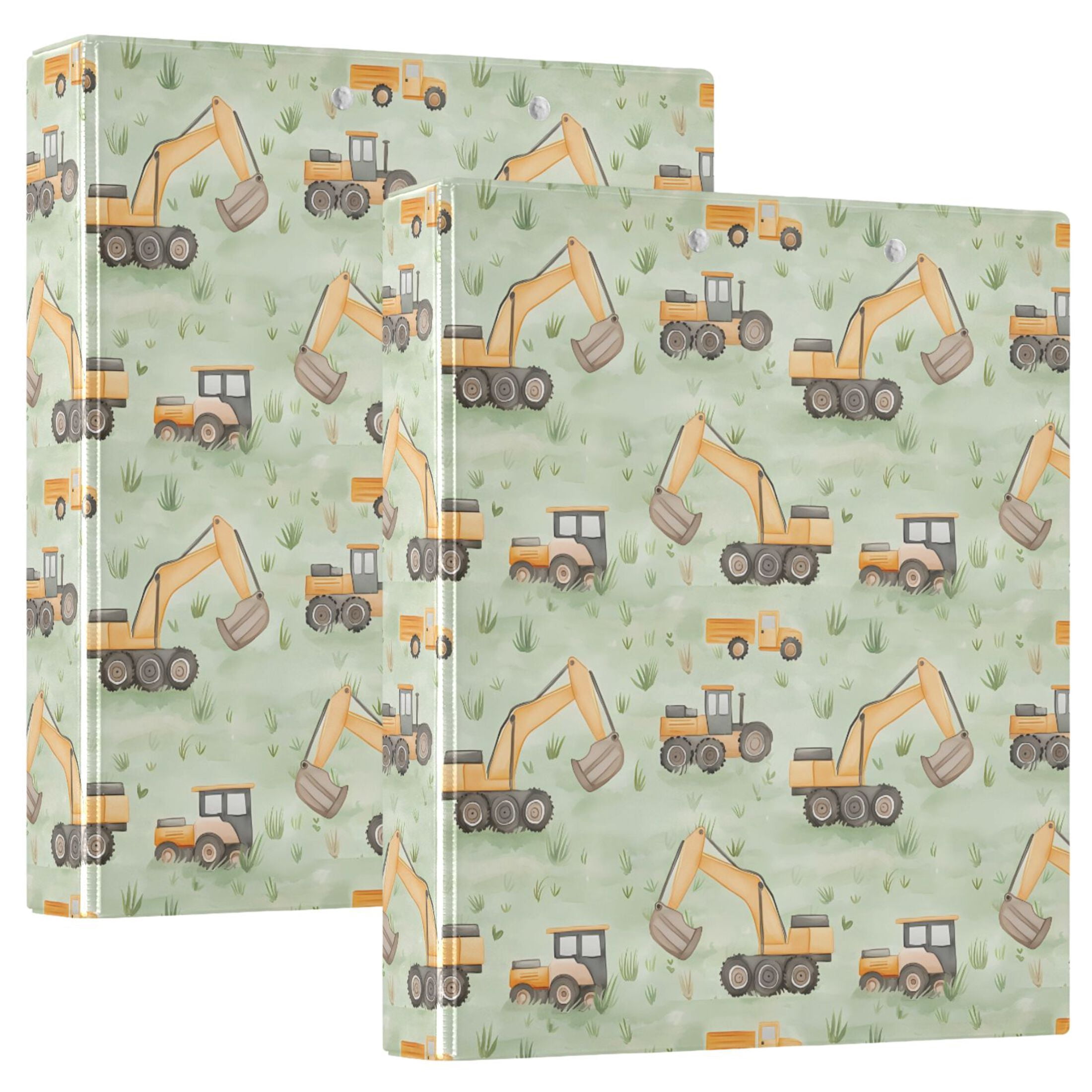 ALAZA Cartoon Excavator Trucks Hardcover 3 Ring Binder 1.5" D-Rings ...