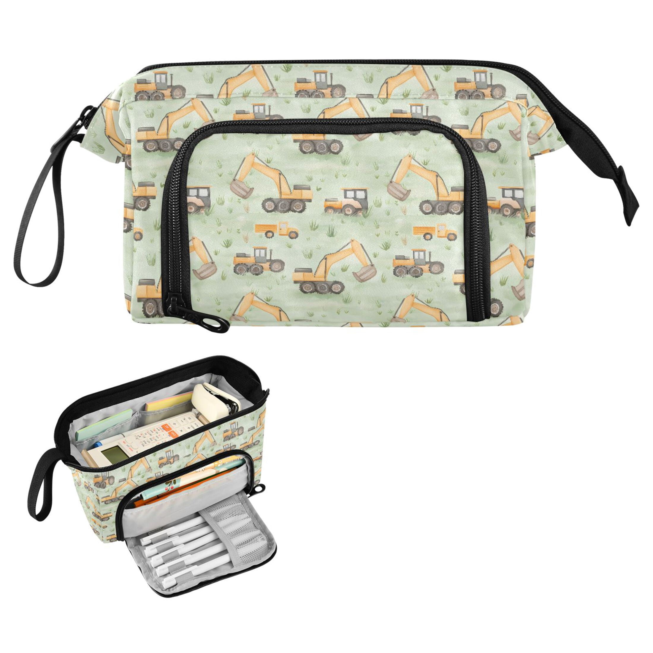 ALAZA Cartoon Excavator Trucks Pencil Pouch Big Capacity Pencil Case ...