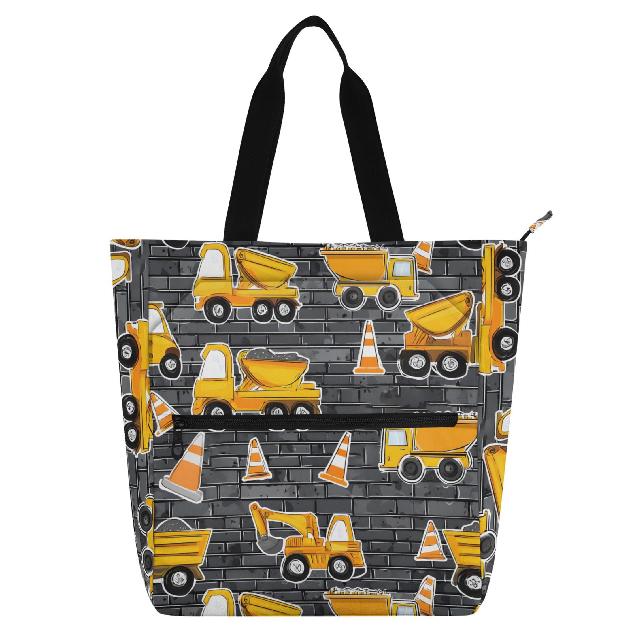 ALAZA Cartoon Excavator Trucks-h1 School Book Bag Kids Tote Bags ...