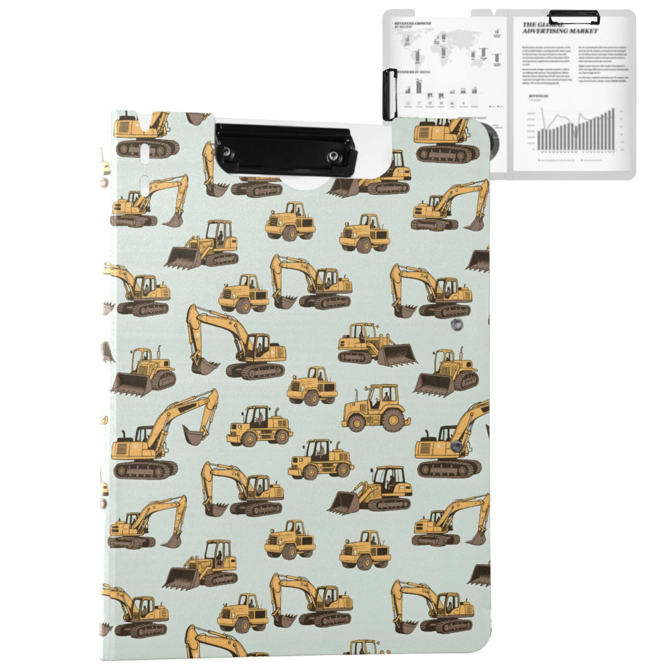 ALAZA Cartoon Excavator Vehicle A4 Foldable Clipboard 360 Degree Folder ...