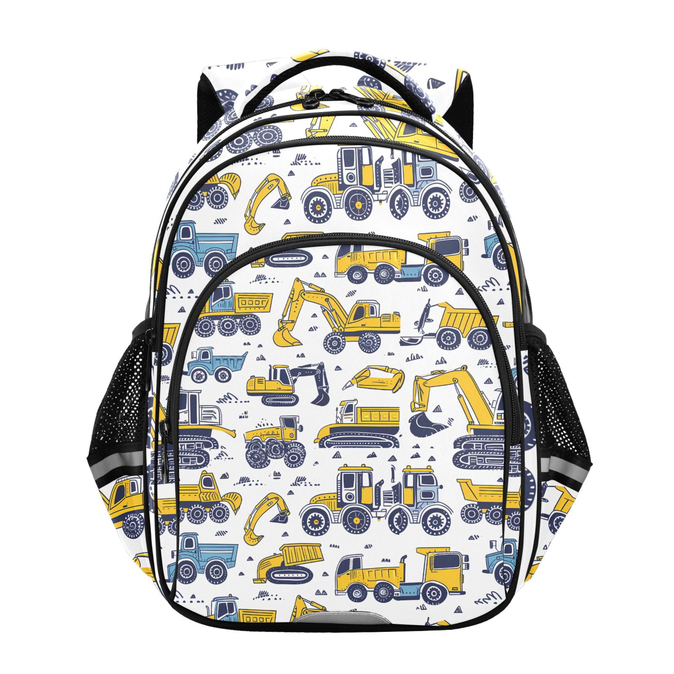 ALAZA Cartoon Excavator and Trucks School Backpack Elementary Bag ...
