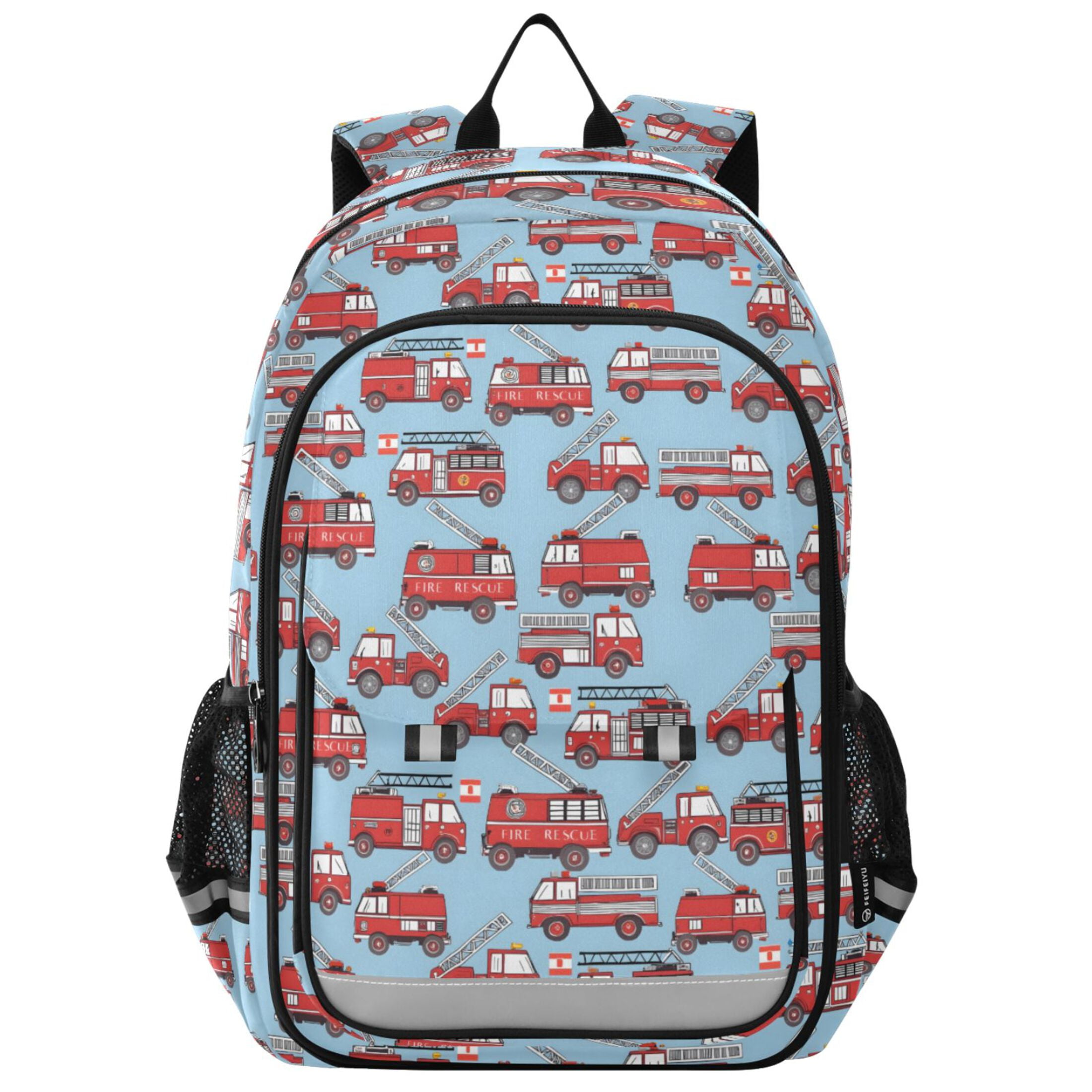 ALAZA Cartoon Fire Truck Blue Laptop Backpack Purse Travel Bag Casual ...