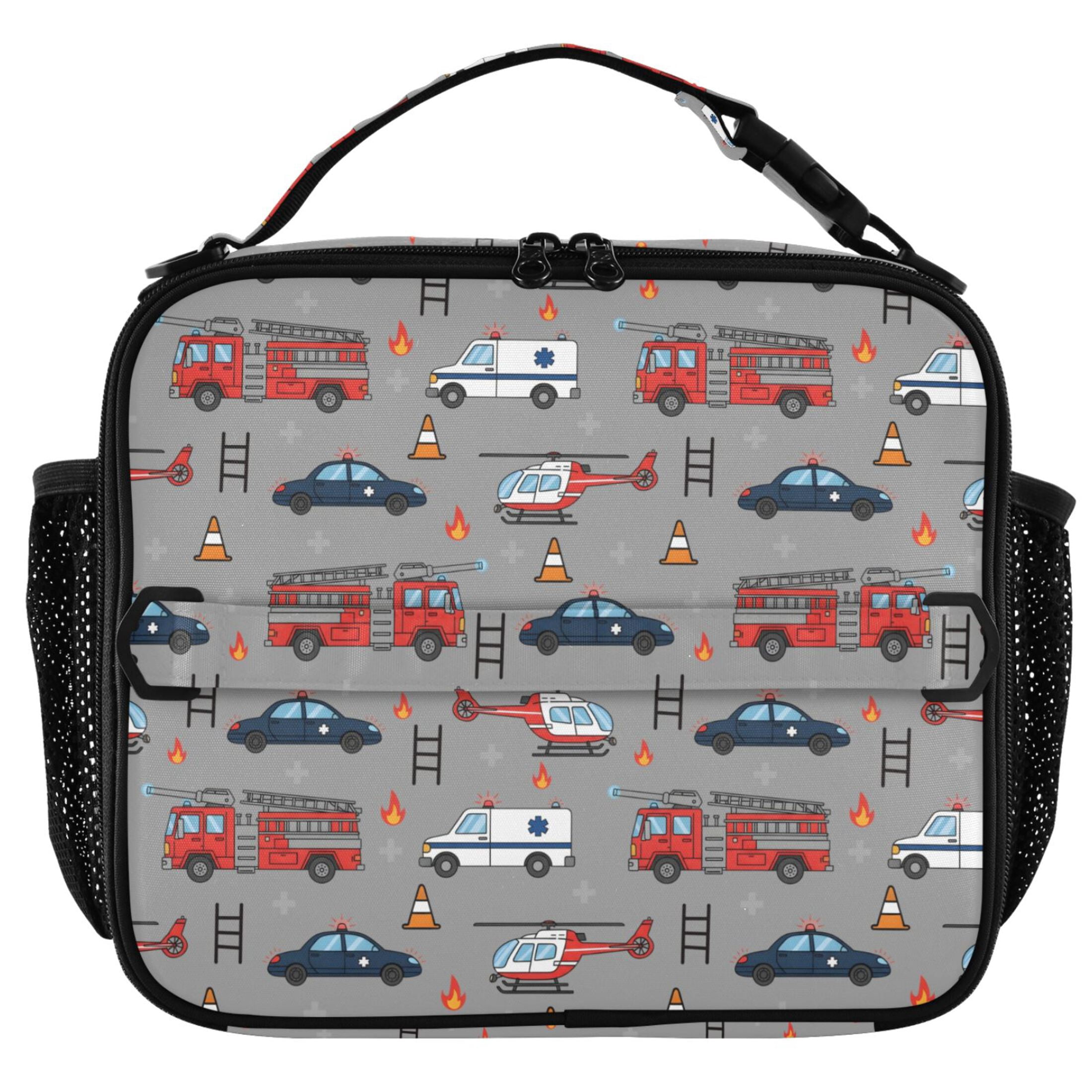 ALAZA Cartoon Fire Truck Car Insulated Lunch Box Lunch Bag Cooler Tote ...
