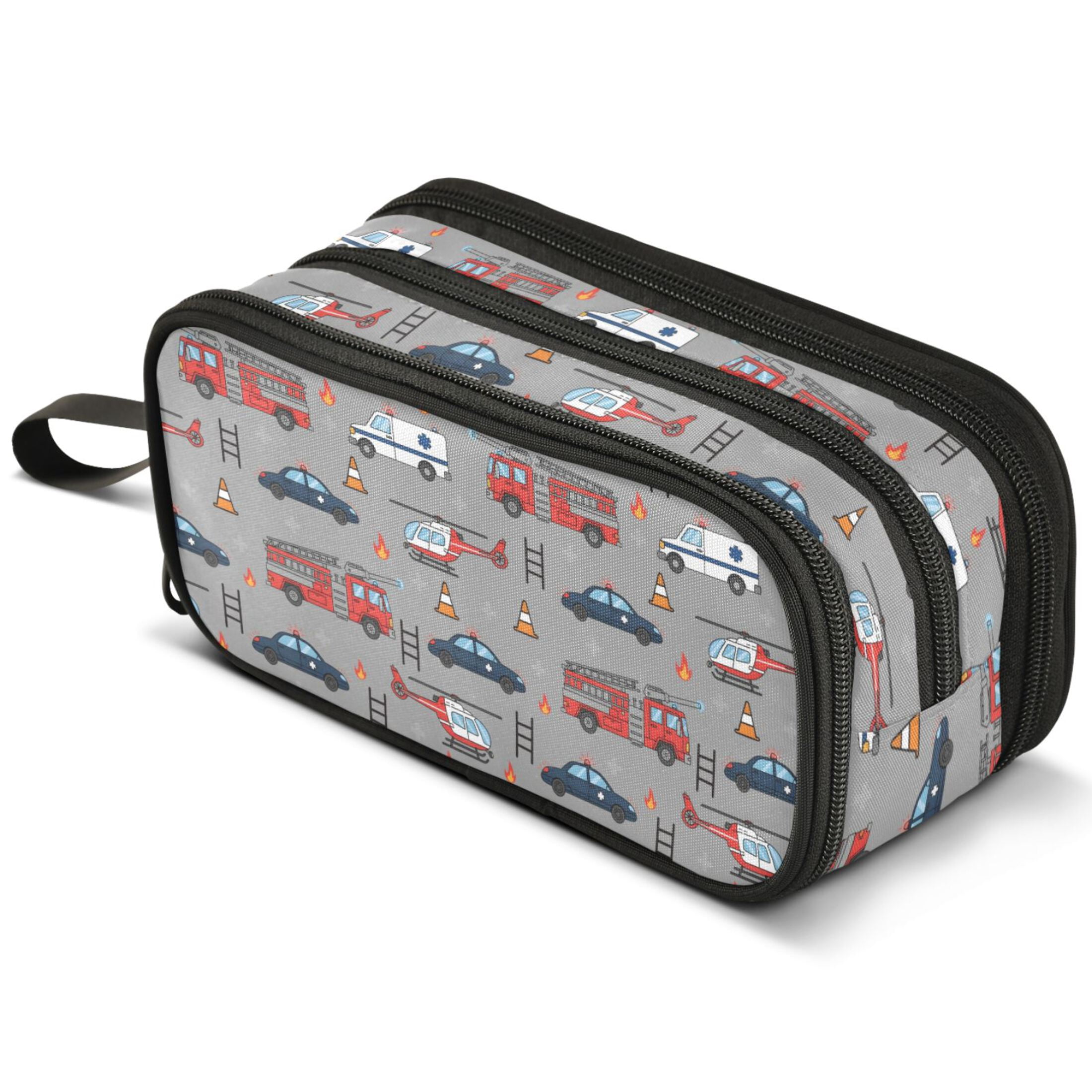 ALAZA Cartoon Fire Truck Car Pencil Case Bag Large 3 Compartment Pen ...