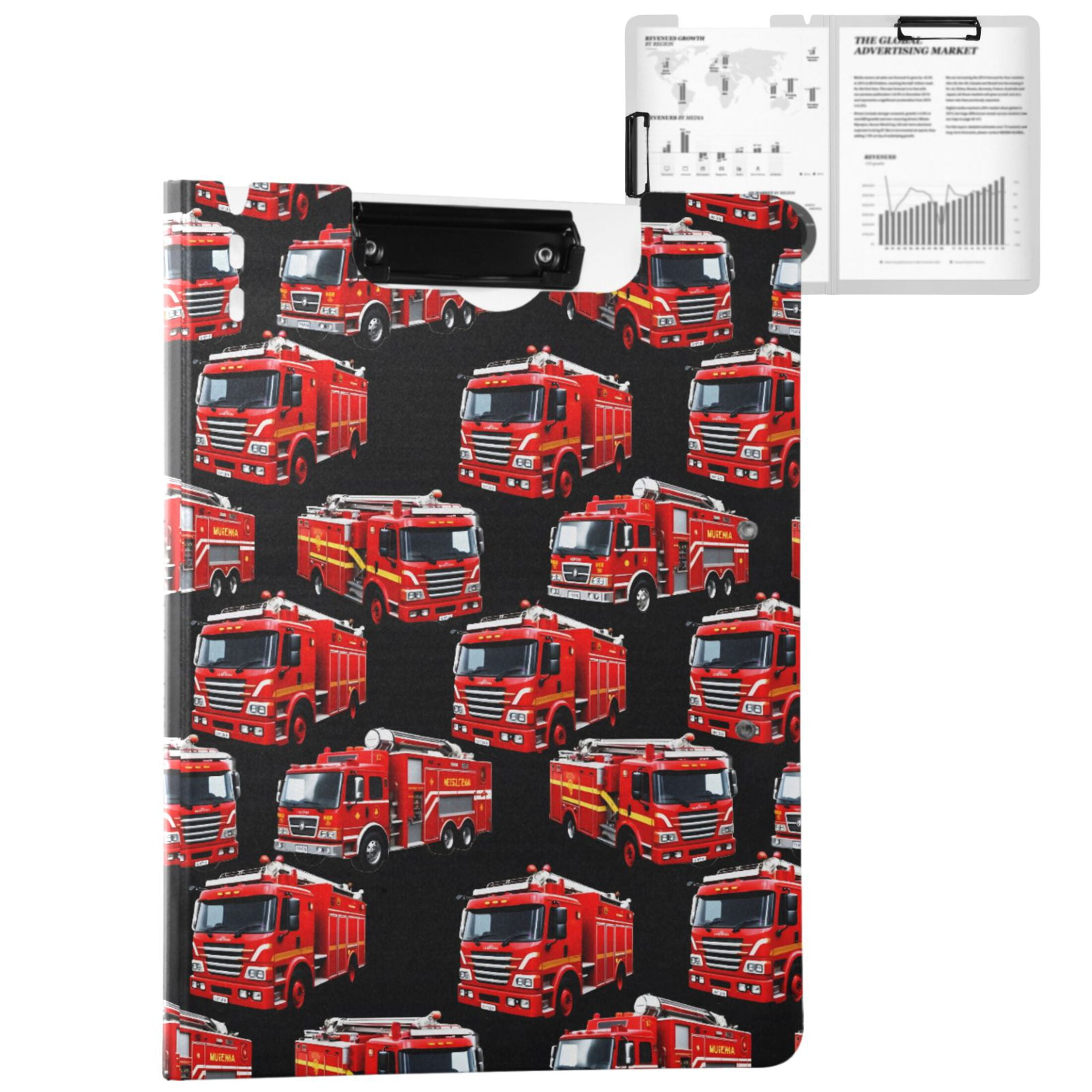 ALAZA Cartoon Fire Truck Cute A4 Foldable Clipboard 360 Degree Folder ...