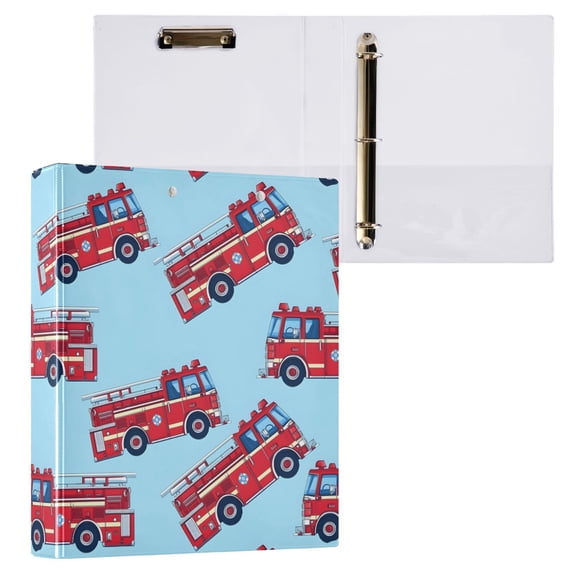 ALAZA Cartoon Fire Trucks Hardcover 3 Ring Binder 1.5" D-Rings with ...