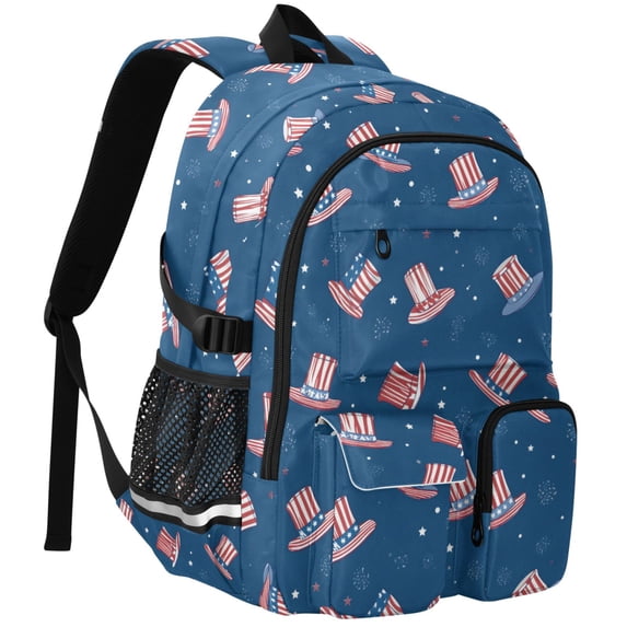 ALAZA Cartoon Flags Hat Print Student Backpack School Bookbag Large ...