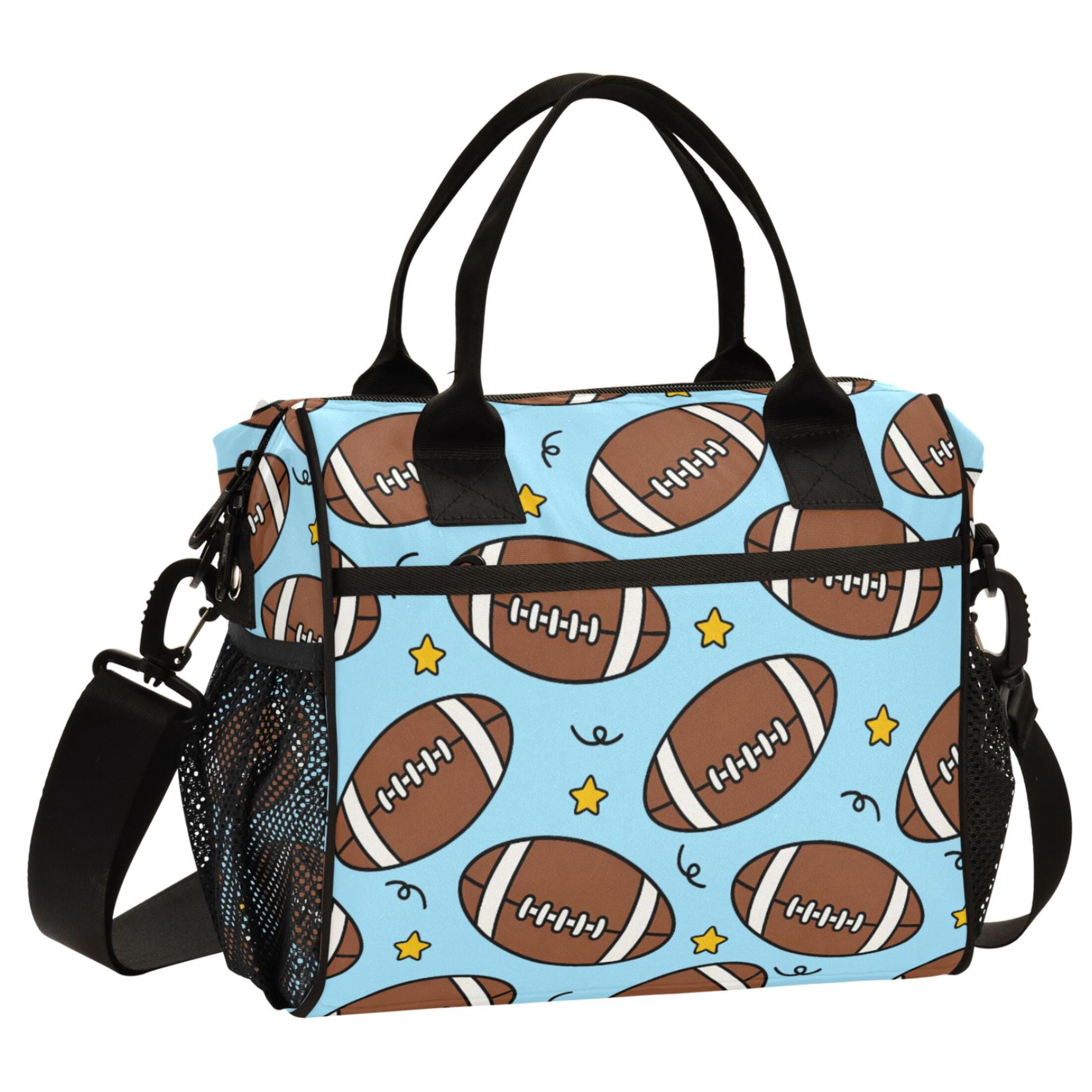 ALAZA Cartoon Football Stars Print Cooler Lunch Bag Insulated Reusable ...