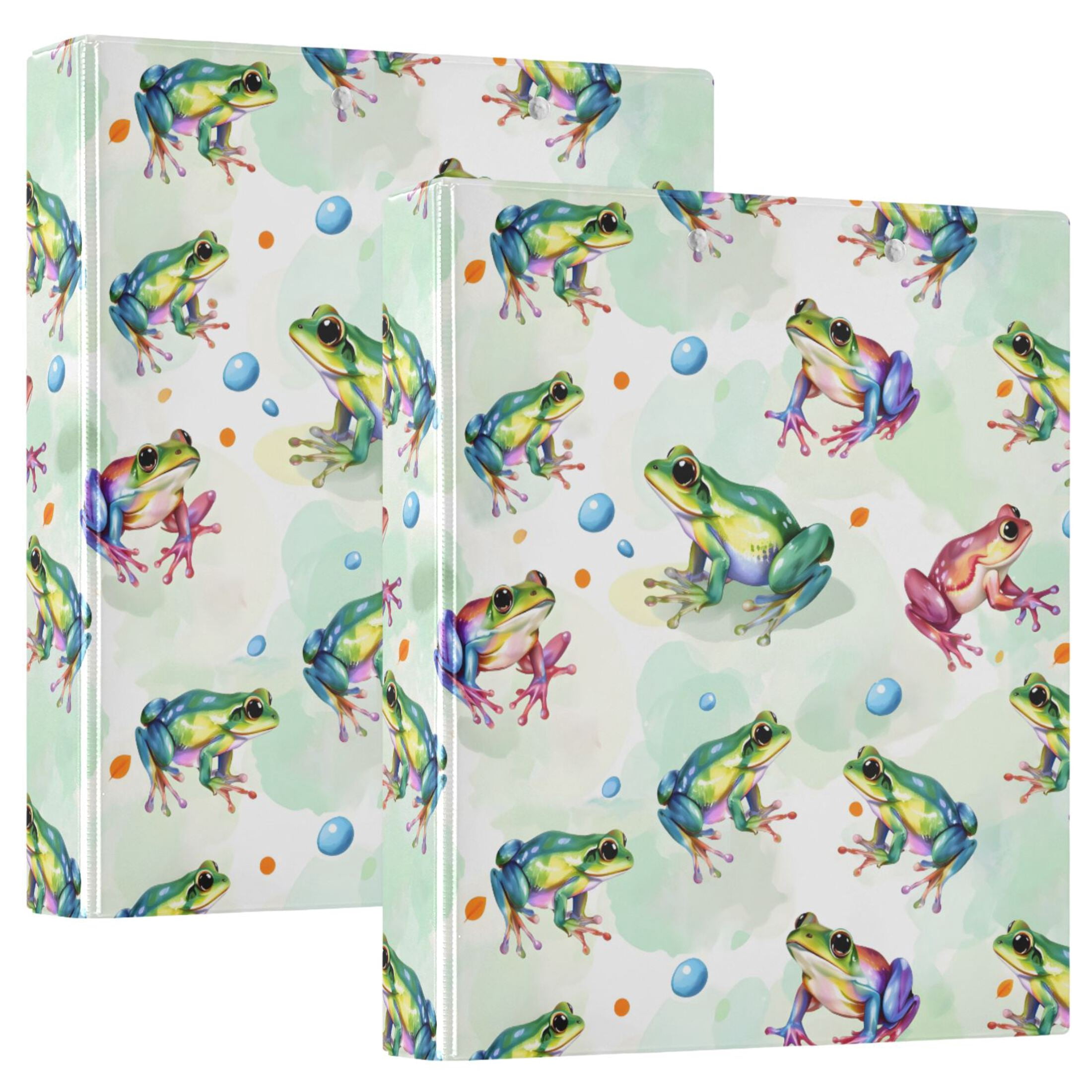 ALAZA Cartoon Frogs Green Hardcover 3 Ring Binder 1.5" D-Rings with ...