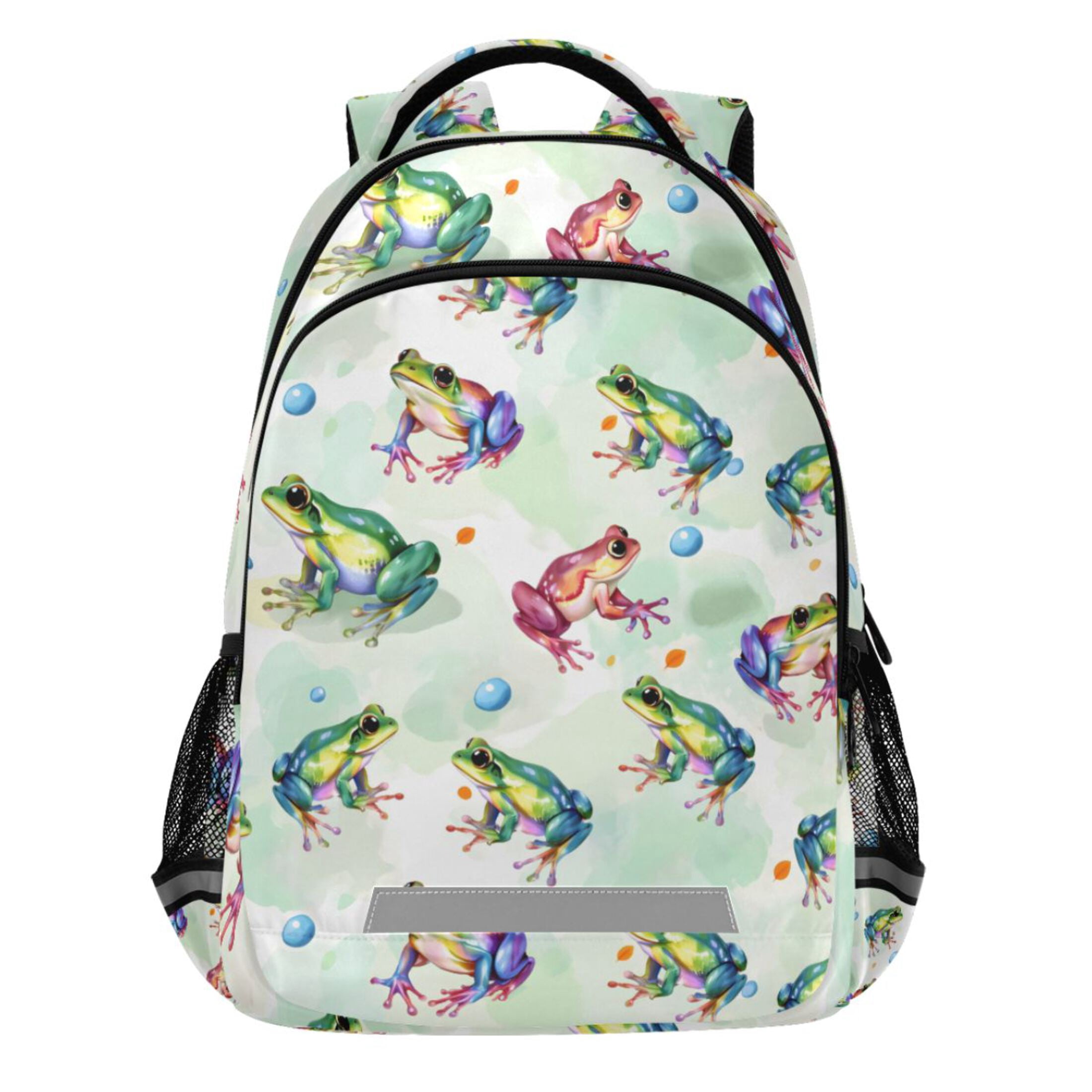 ALAZA Cartoon Frogs Green Pattern Backpack Elementary School Bags ...