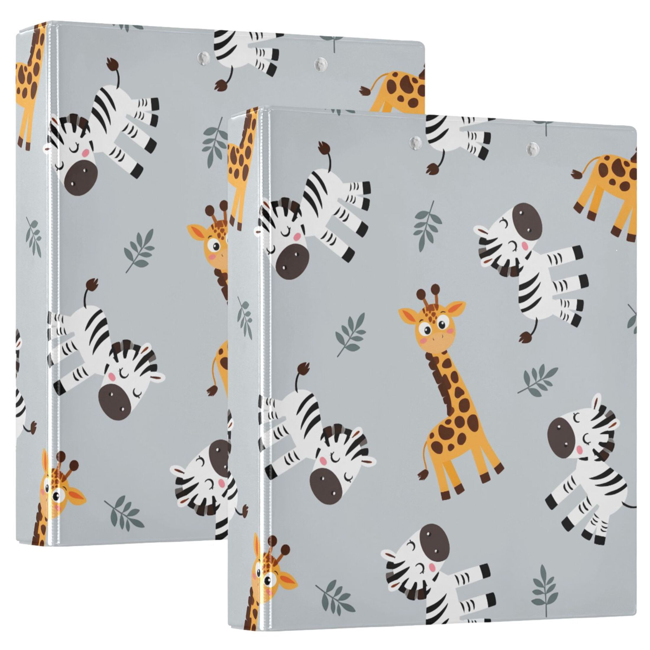 ALAZA Cartoon Giraffe Zebra Hardcover 3 Ring Binder 1.5" D-Rings with ...