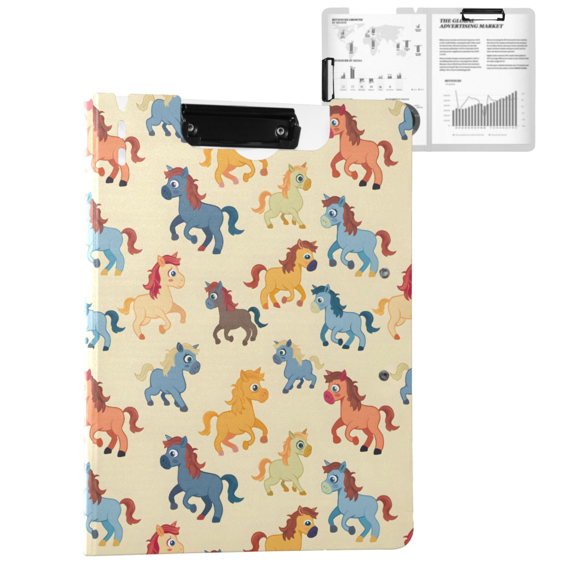 ALAZA Cartoon Horse A4 Foldable Clipboard 360 Degree Folder Binder ...