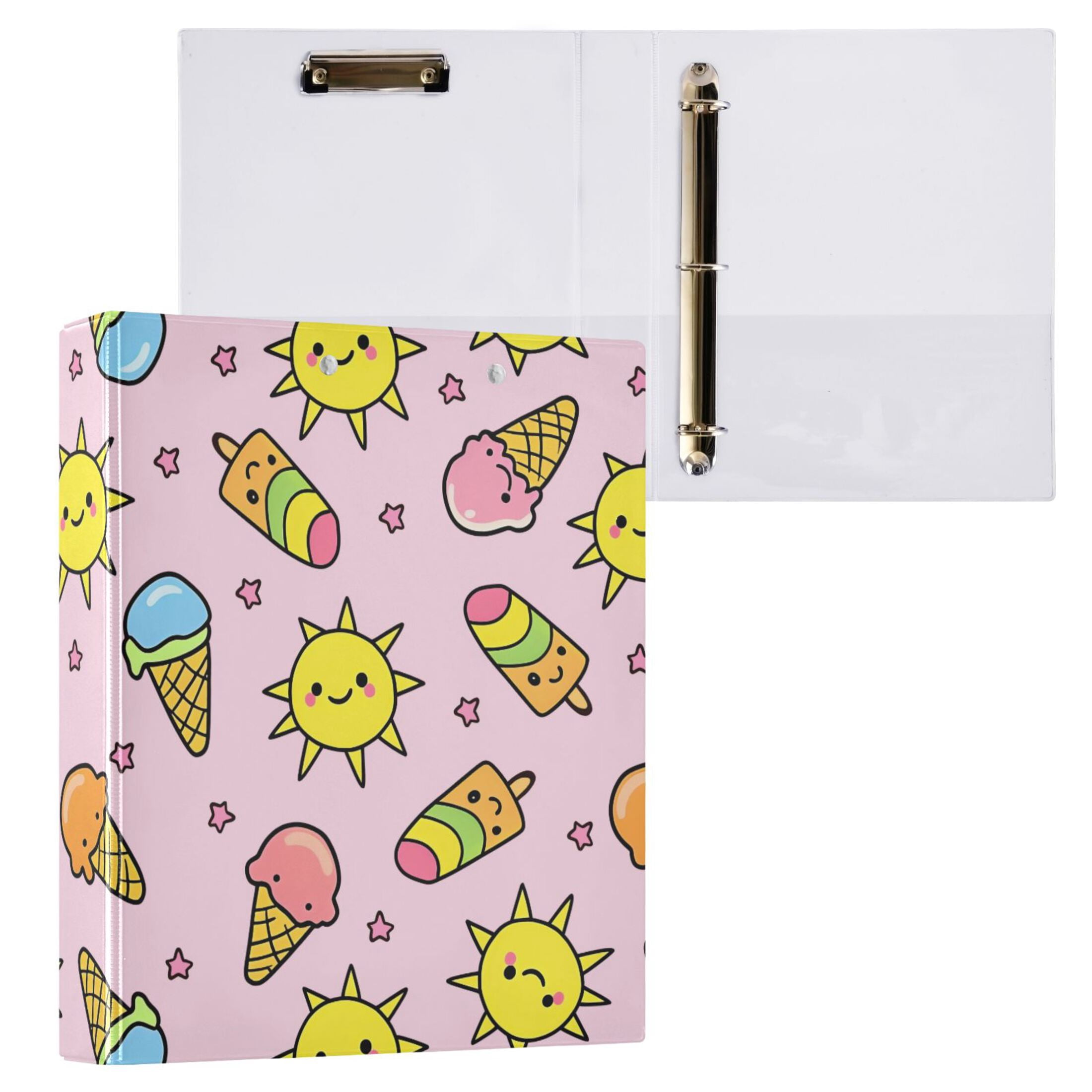 ALAZA Cartoon Ice Cream Hardcover 3 Ring Binder 1.5" D-Rings with ...