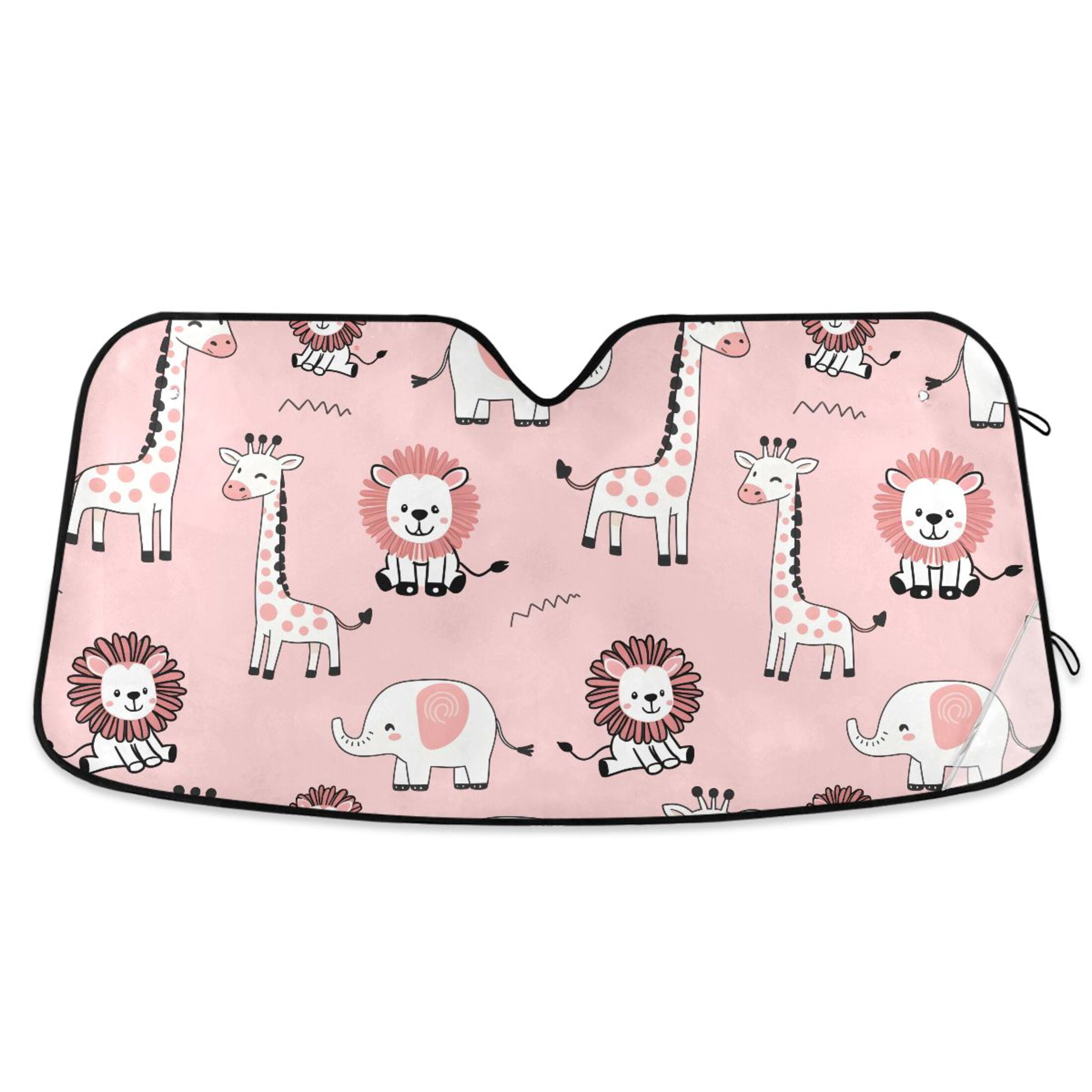 ALAZA Cartoon Lion Giraffe Elephant Pattern Car Windshield Sun Shade ...