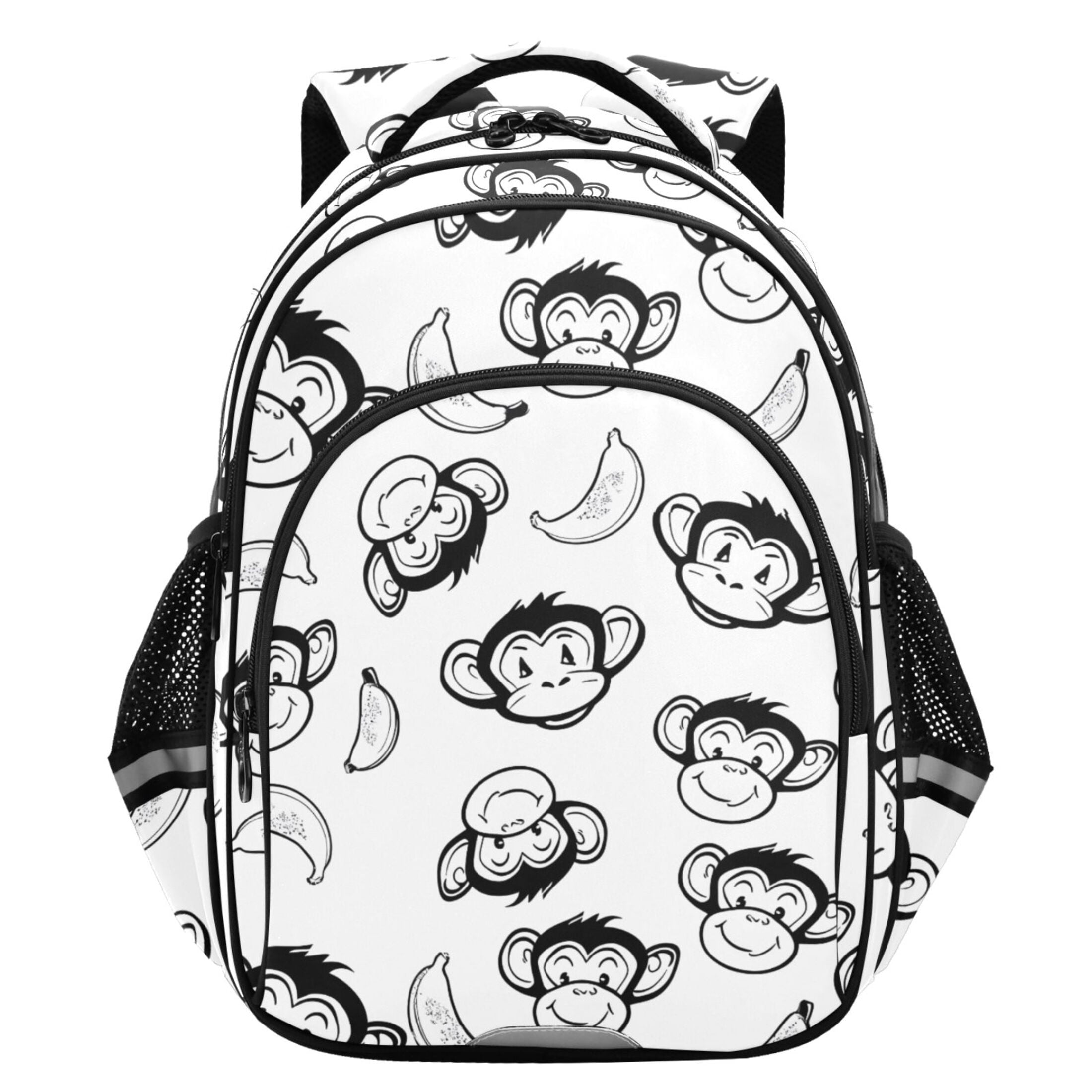 ALAZA Cartoon Monkey Banana-1 School Backpack Elementary Bag Student ...