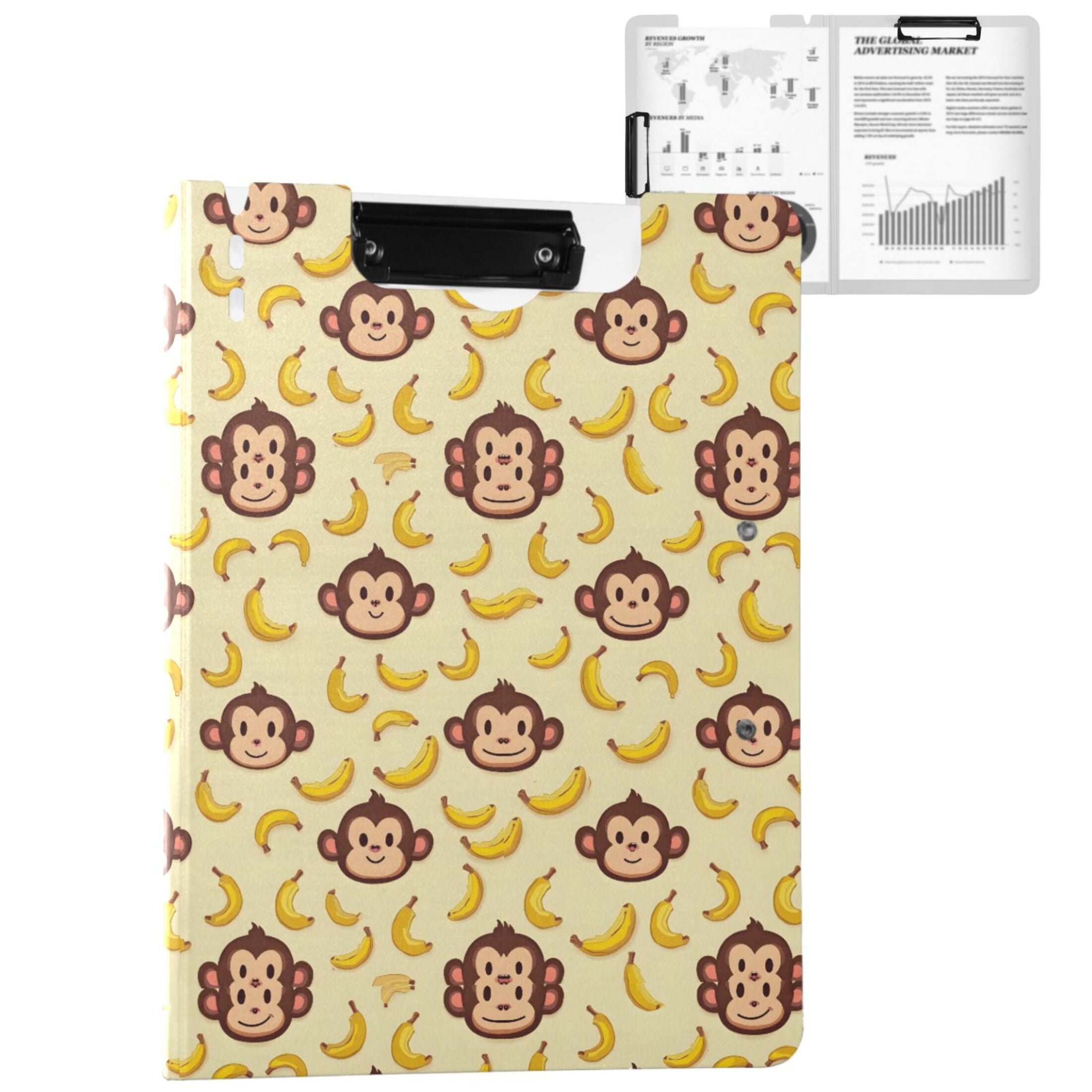 ALAZA Cartoon Monkey Bananas A4 Foldable Clipboard 360 Degree Folder ...