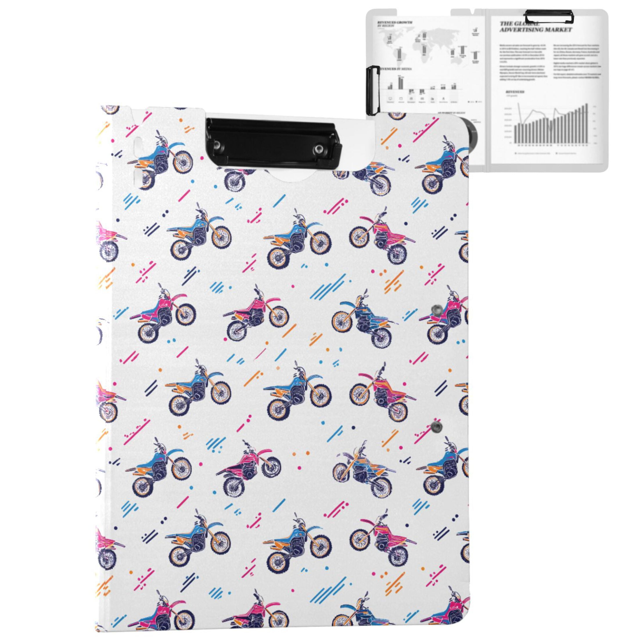 ALAZA Cartoon Motorcycles A4 Foldable Clipboard 360 Degree Folder ...