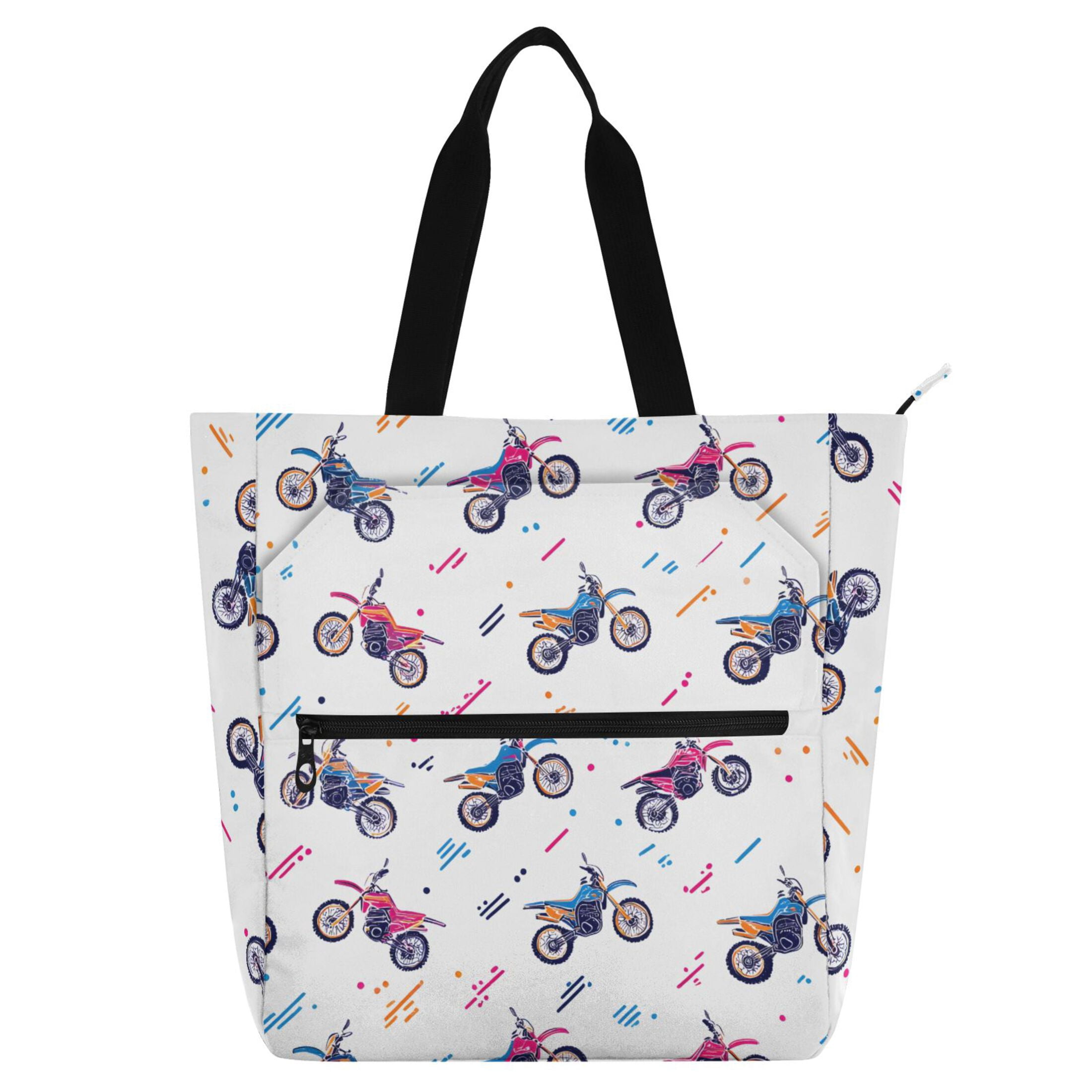 ALAZA Cartoon Motorcycles School Book Bag Kids Tote Bags Handbag ...