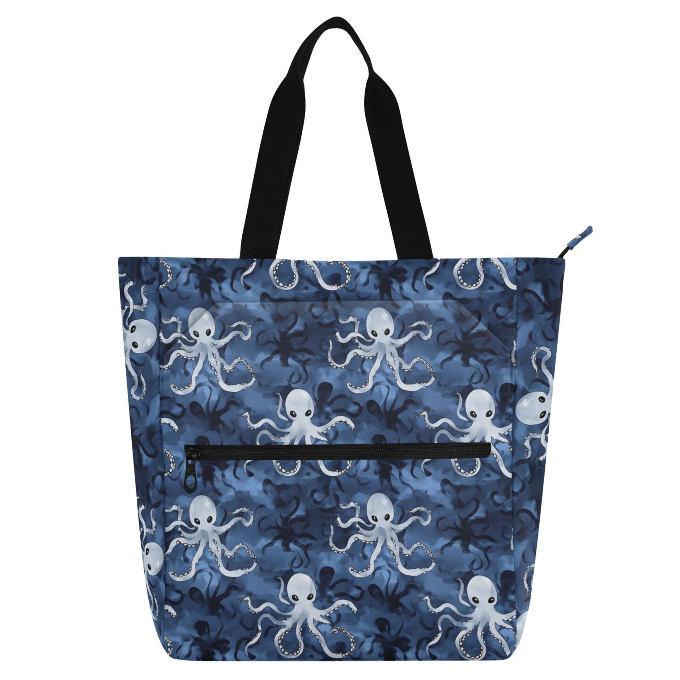 ALAZA Cartoon Octopus Blue School Book Bag Kids Tote Bags Handbag ...