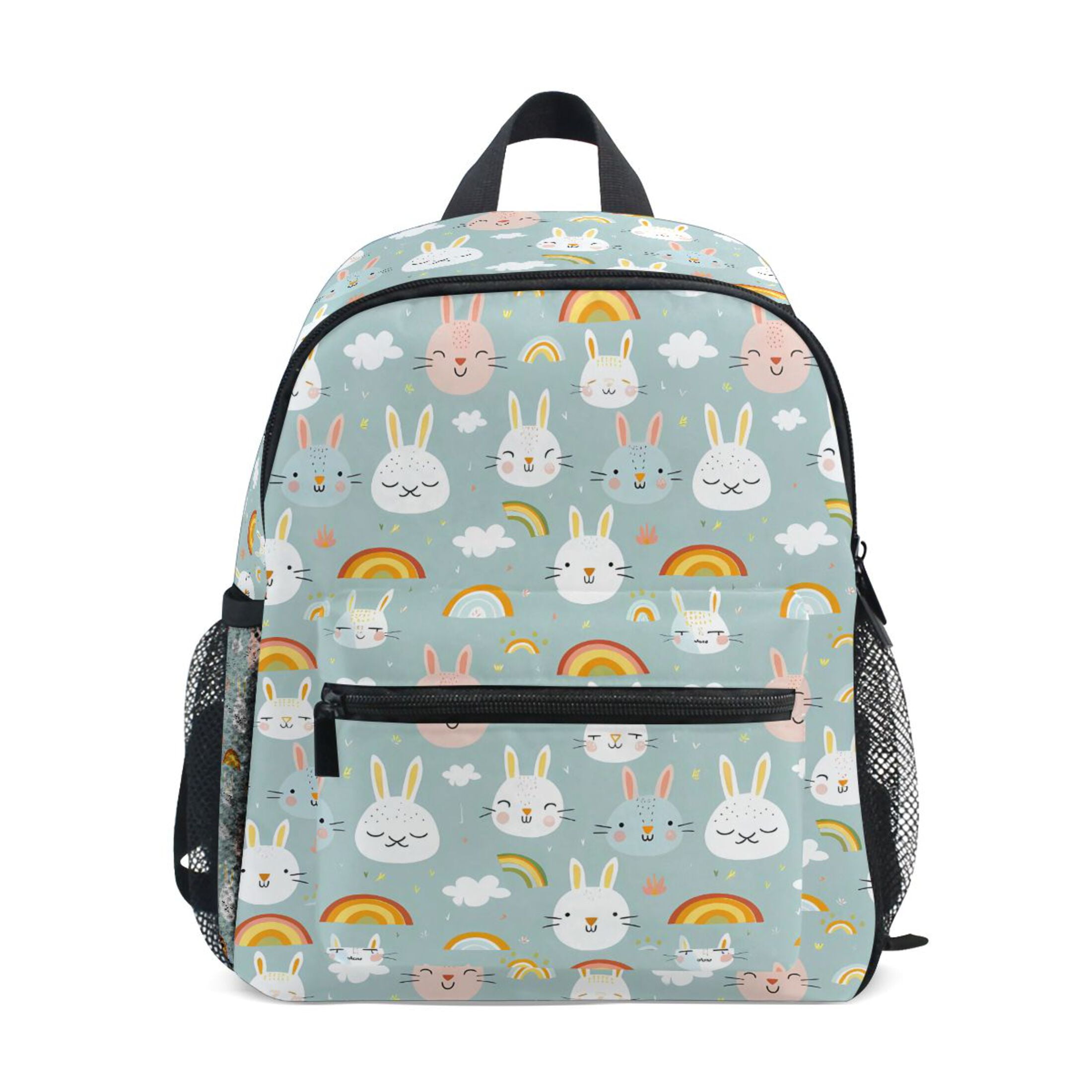 ALAZA Cartoon Rabbits and Rainbows School Backpack Small Bookbag Mini ...