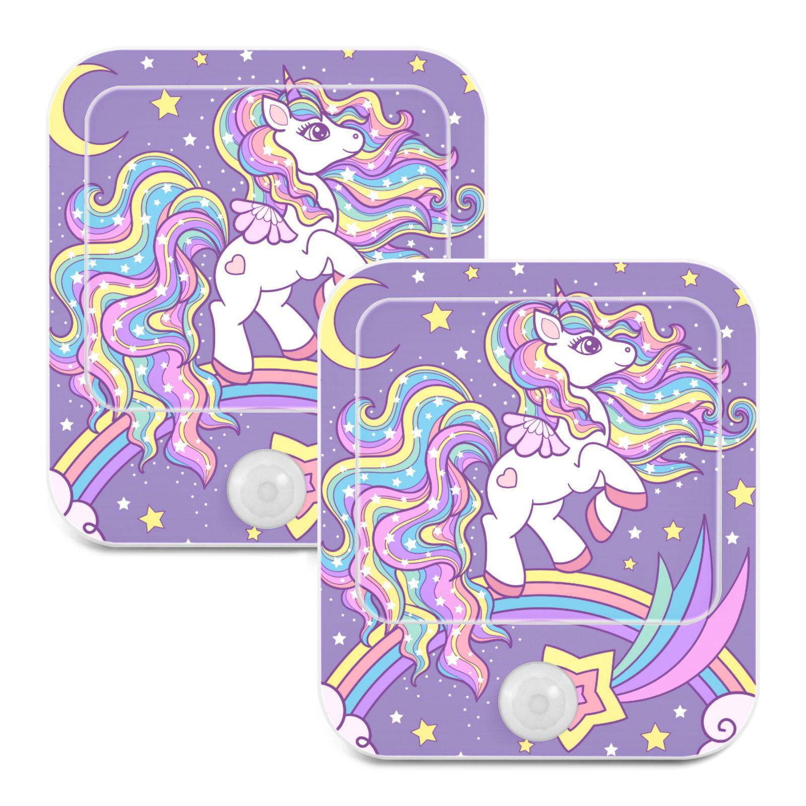 ALAZA Cartoon Rainbow Unicorn Starry Cute Night Lights Plug into Wall ...