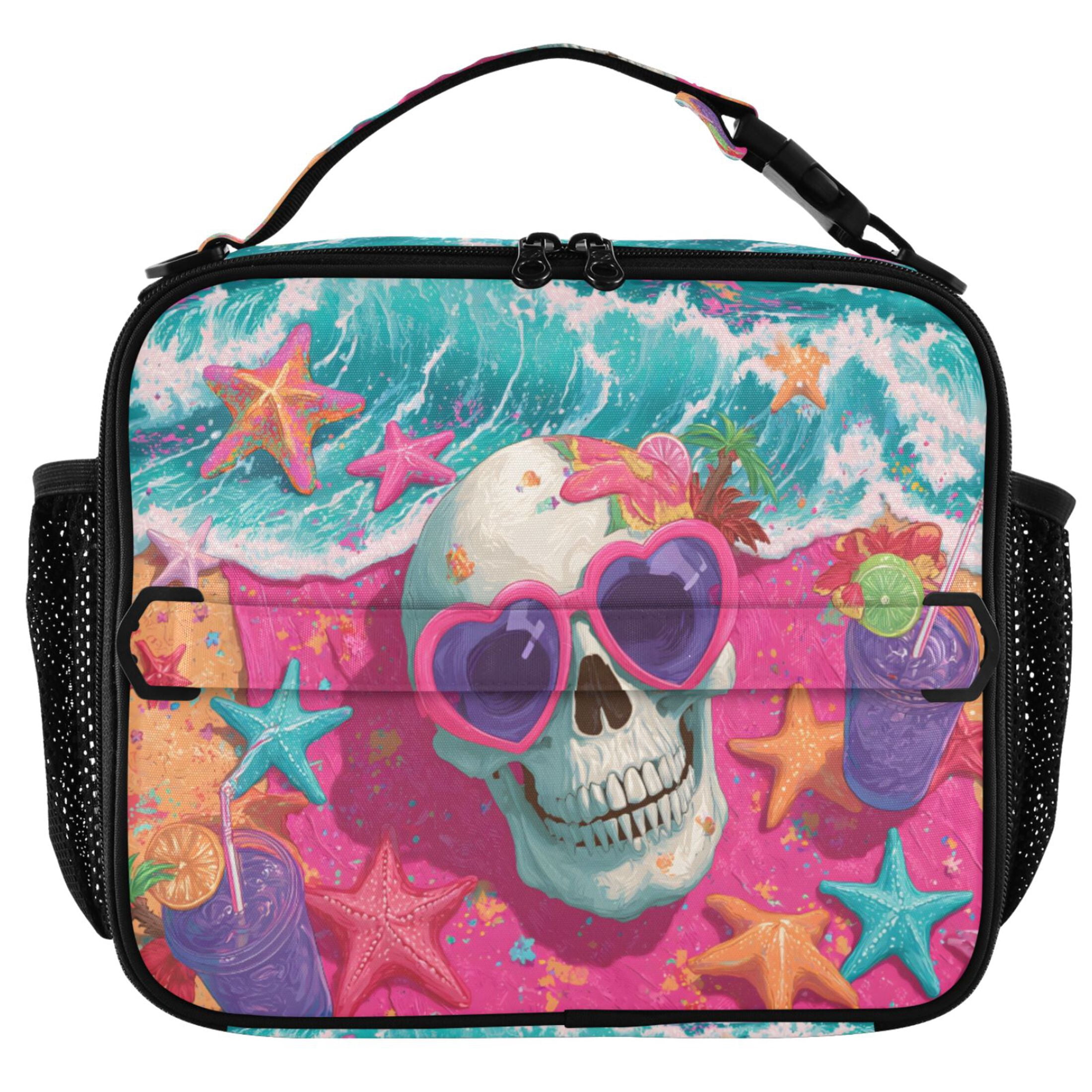 ALAZA Cartoon Skull Starfish on Beach Insulated Lunch Box Lunch Bag ...