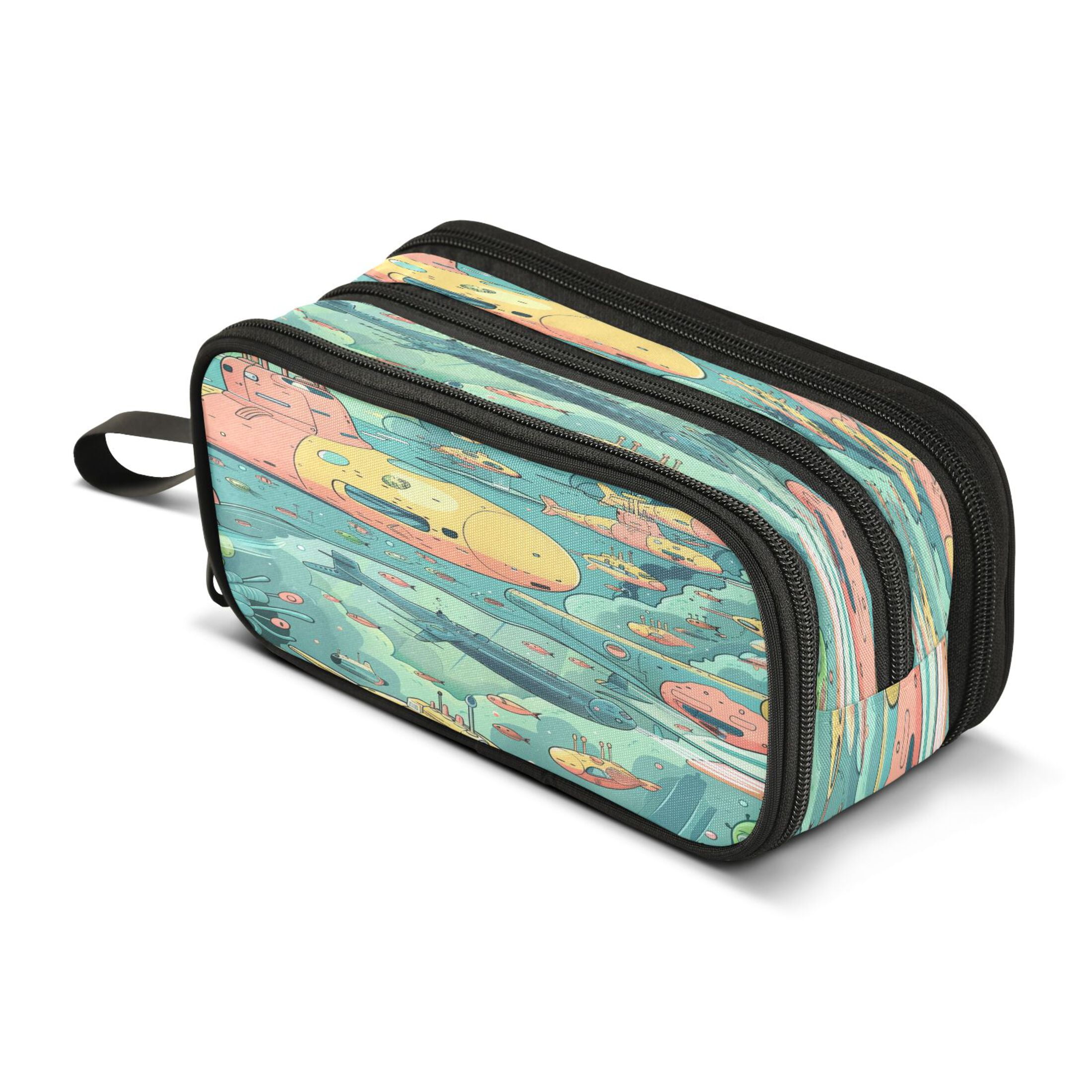 ALAZA Cartoon Submarines under Sea Pencil Case Bag 3 Compartment Pen ...