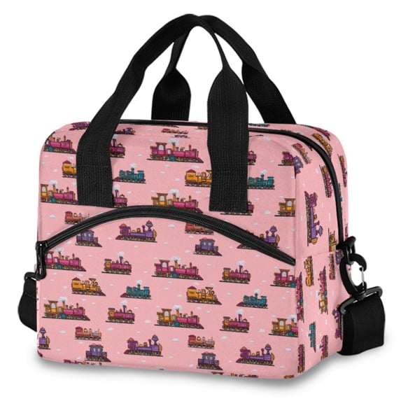 ALAZA Cartoon Trains Insulated Lunch Box Large Reusable Cooler Bag with ...