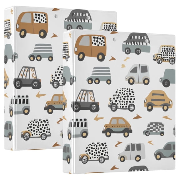 ALAZA Cartoon Trucks Leopard Hardcover 3 Ring Binder 1.5" D-Rings with ...