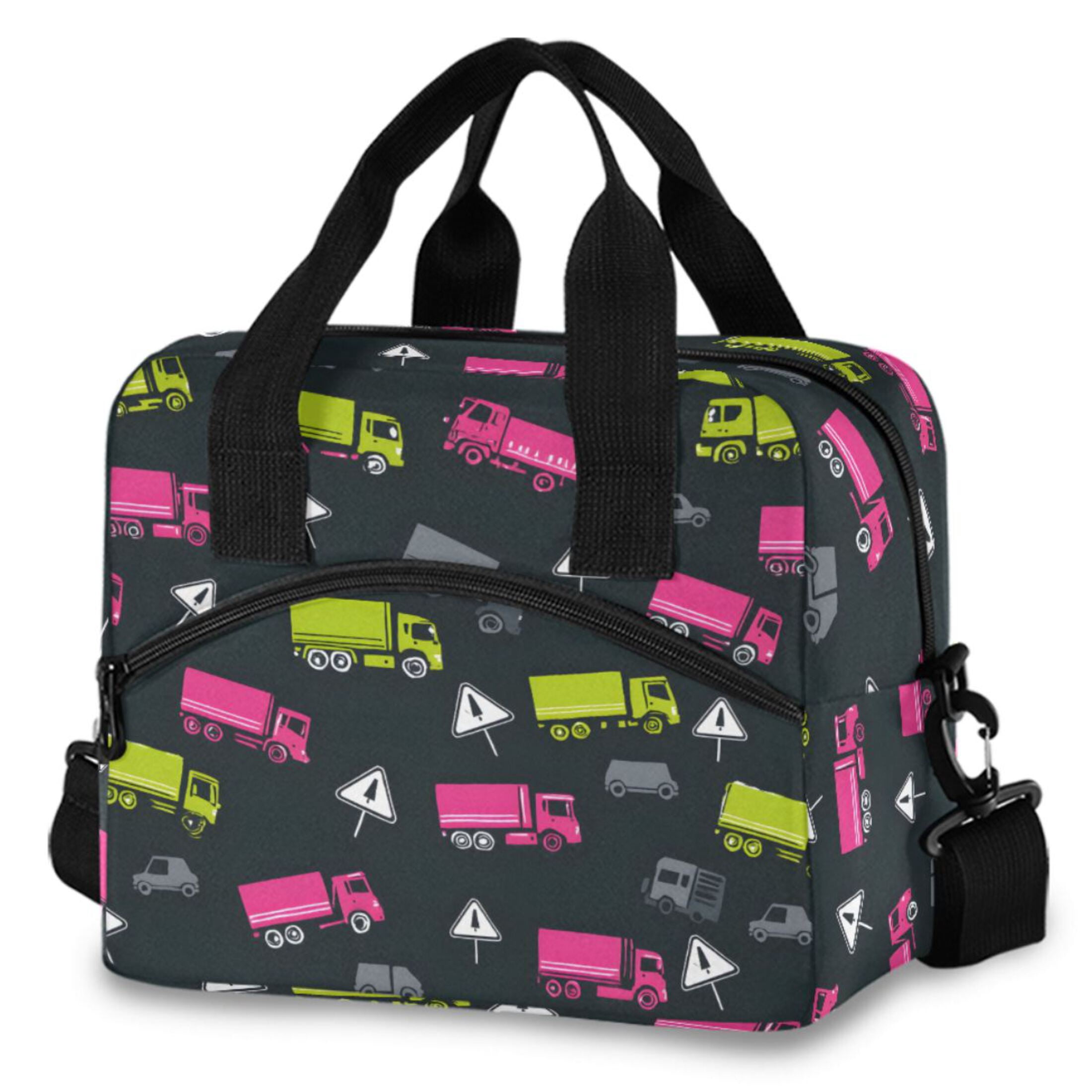 ALAZA Cartoon Trucks Vehicle-t8 Insulated Lunch Box Large Reusable ...