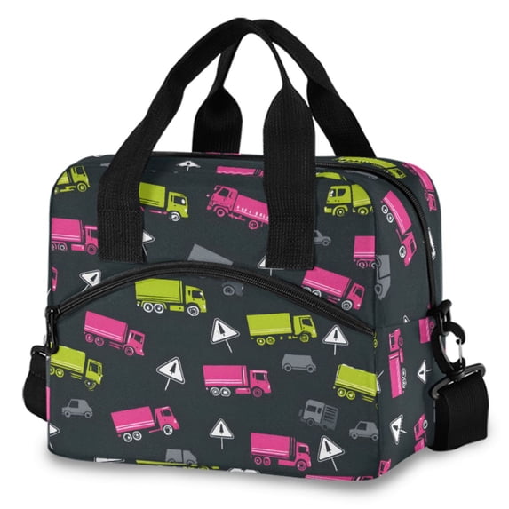 ALAZA Cartoon Trucks Vehicle-t8 Insulated Lunch Box Large Reusable ...