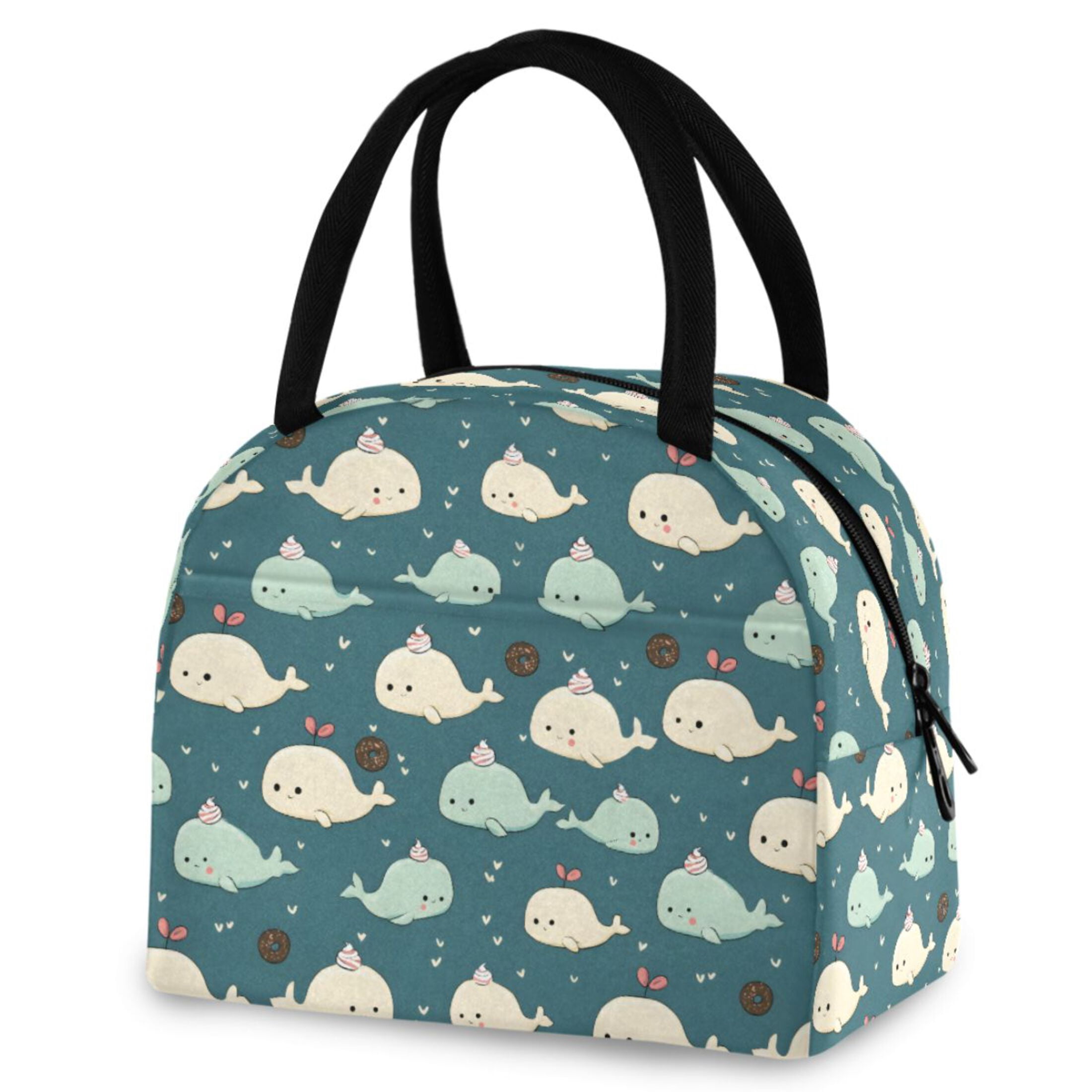 ALAZA Cartoon Whales Insulated Lunch Box Reusable Cooler Tote Bag Work ...