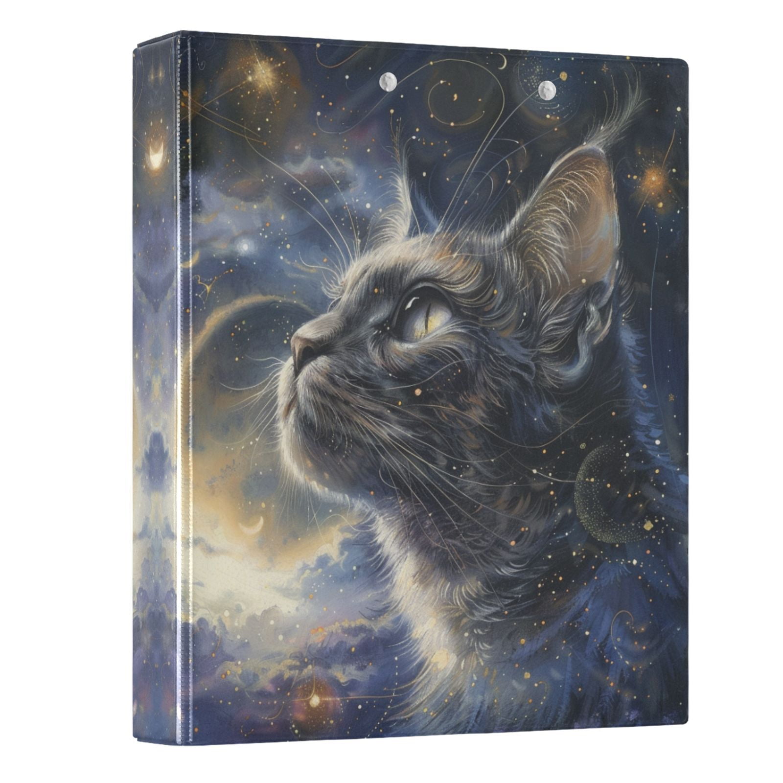 ALAZA Cat Kitten Starry Sky Galaxy 3 Ring Binder 1.5 Inch Three Ring ...