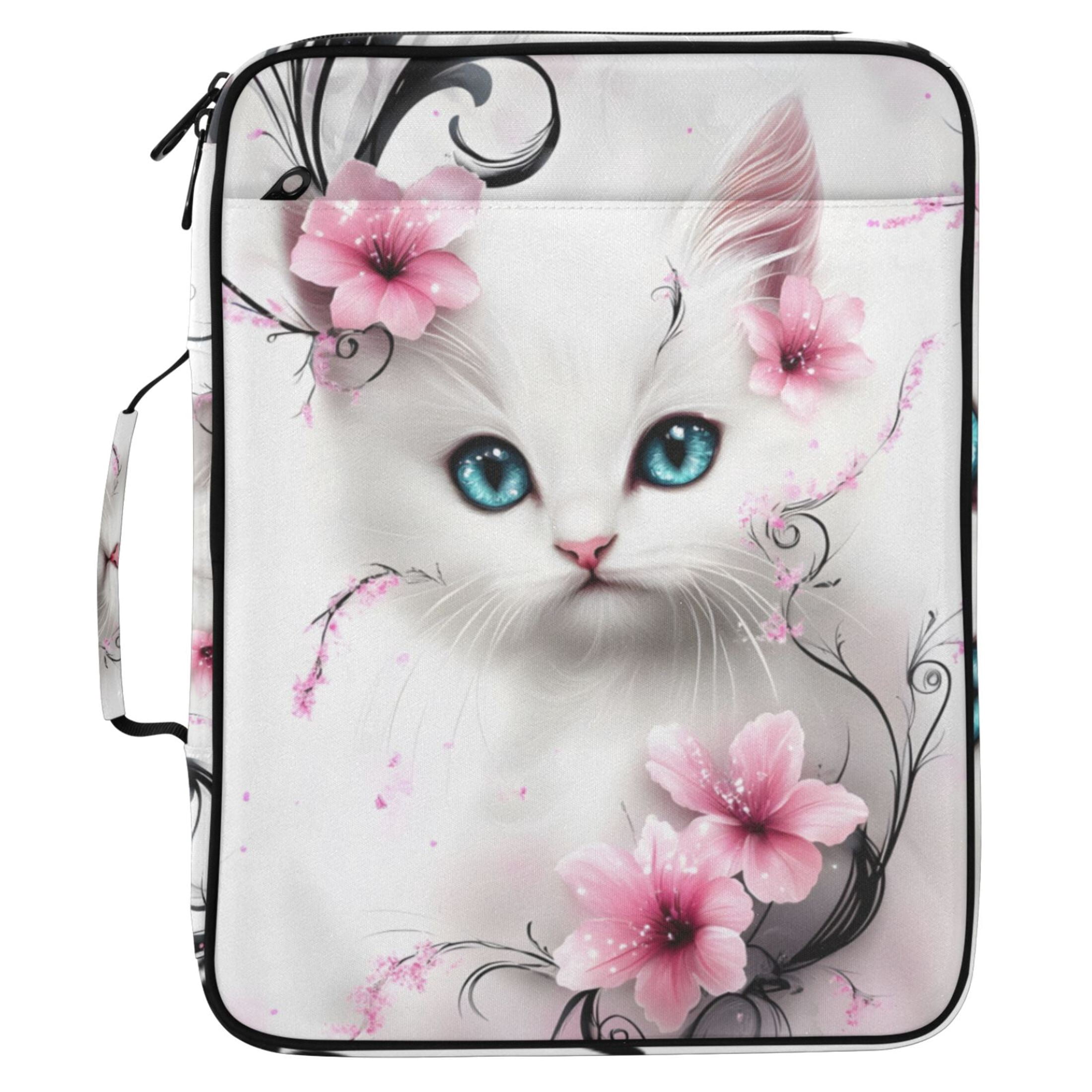 ALAZA Cat in Flowers Pattern Expanding Accordion File Folder 3 Ring ...