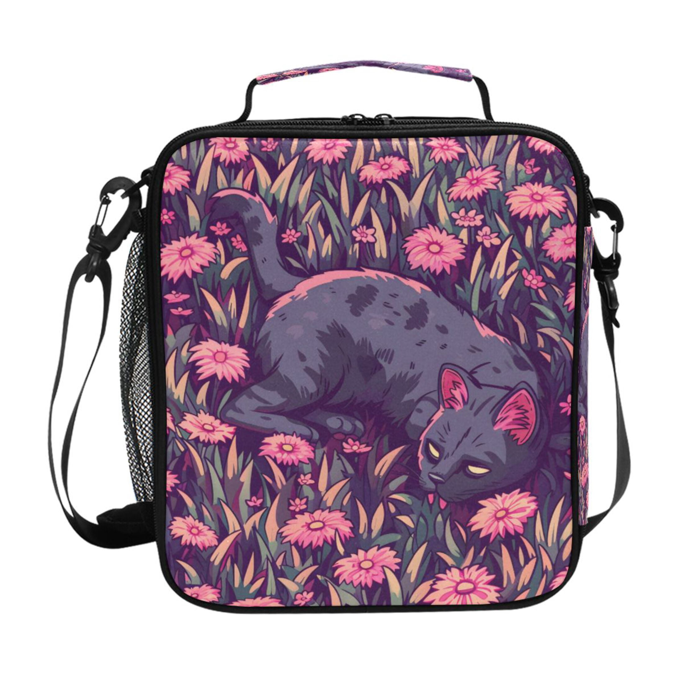 ALAZA Cat in Wild Flowers Lunch Box Insulated Lunch Bag Reusable ...