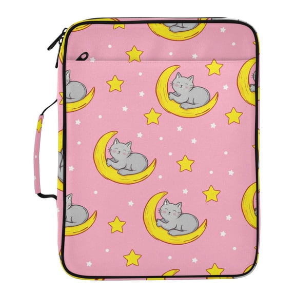 ALAZA Cat on Moon Pattern Expanding Accordion File Folder 3 Ring Zipper ...