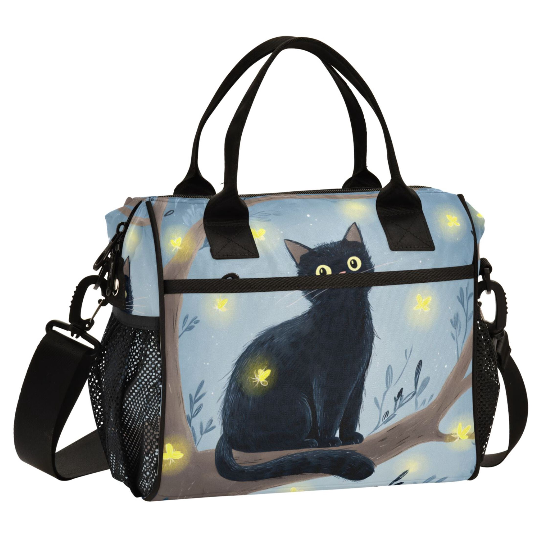 ALAZA Cat on Tree Print Cooler Lunch Bag Insulated Reusable Lunch Tote ...