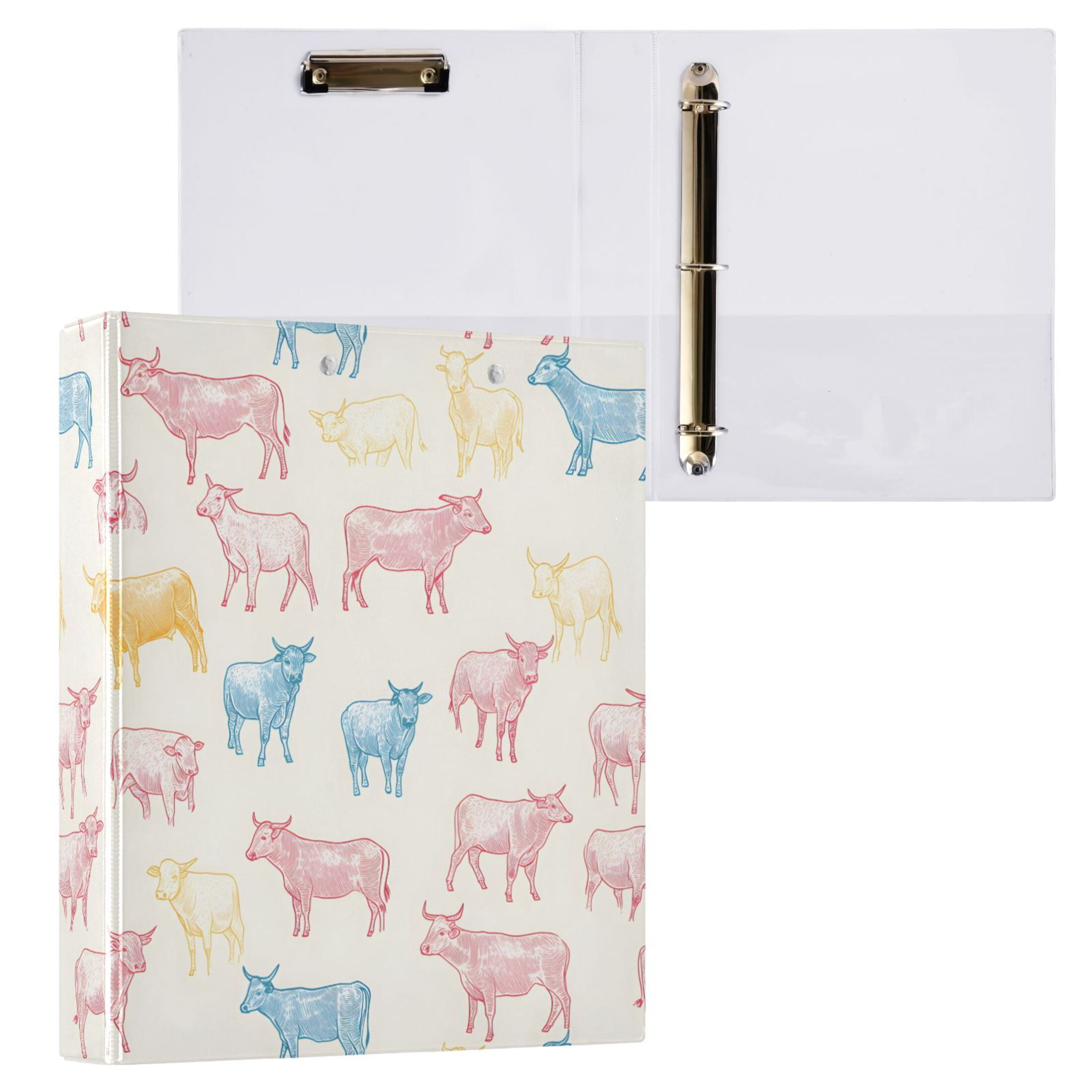 ALAZA Cattles Pattern Hardcover 3 Ring Binder 1.5" D-Rings with ...