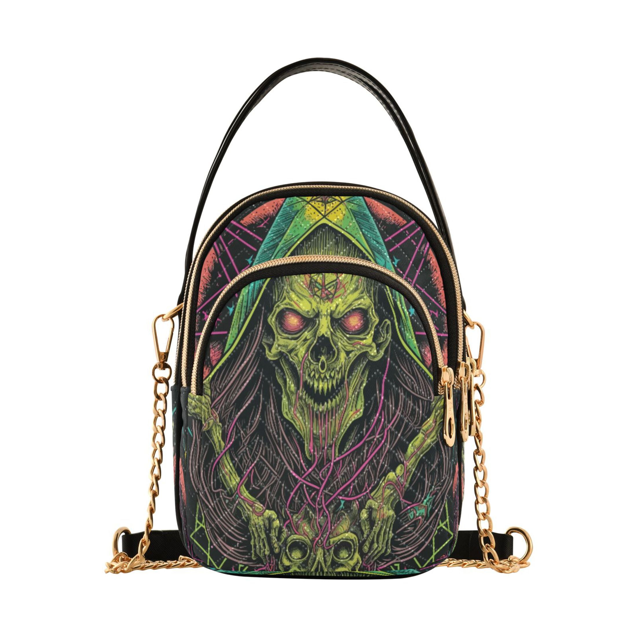 ALAZA Chain Crossbody Bags for Women Skeleton Demon Shoulder Handbag ...