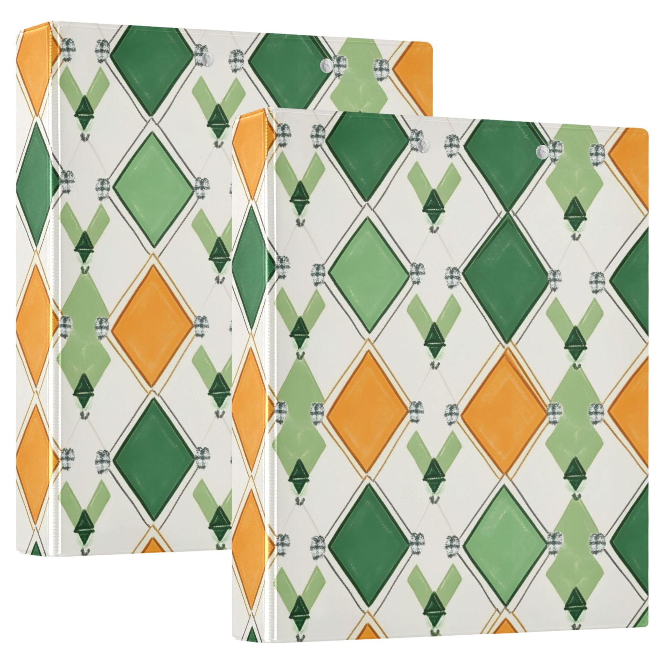 ALAZA Checkered Grid Green Hardcover 3 Ring Binder 1.5" Round Rings ...
