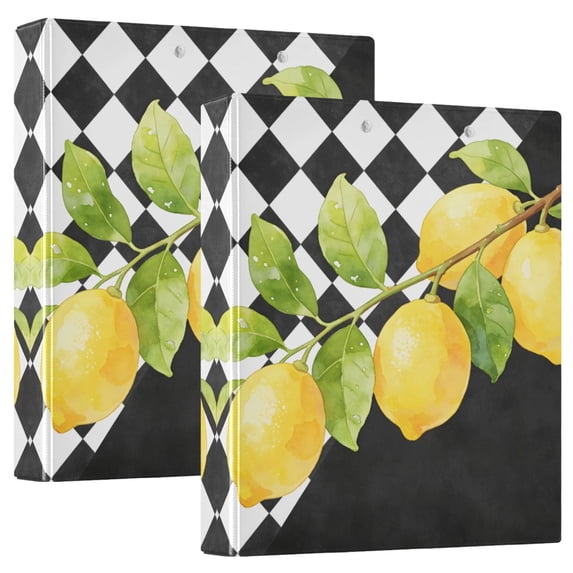 ALAZA Checkered Lemon Hardcover 3 Ring Binder 1.5" D-Rings with ...