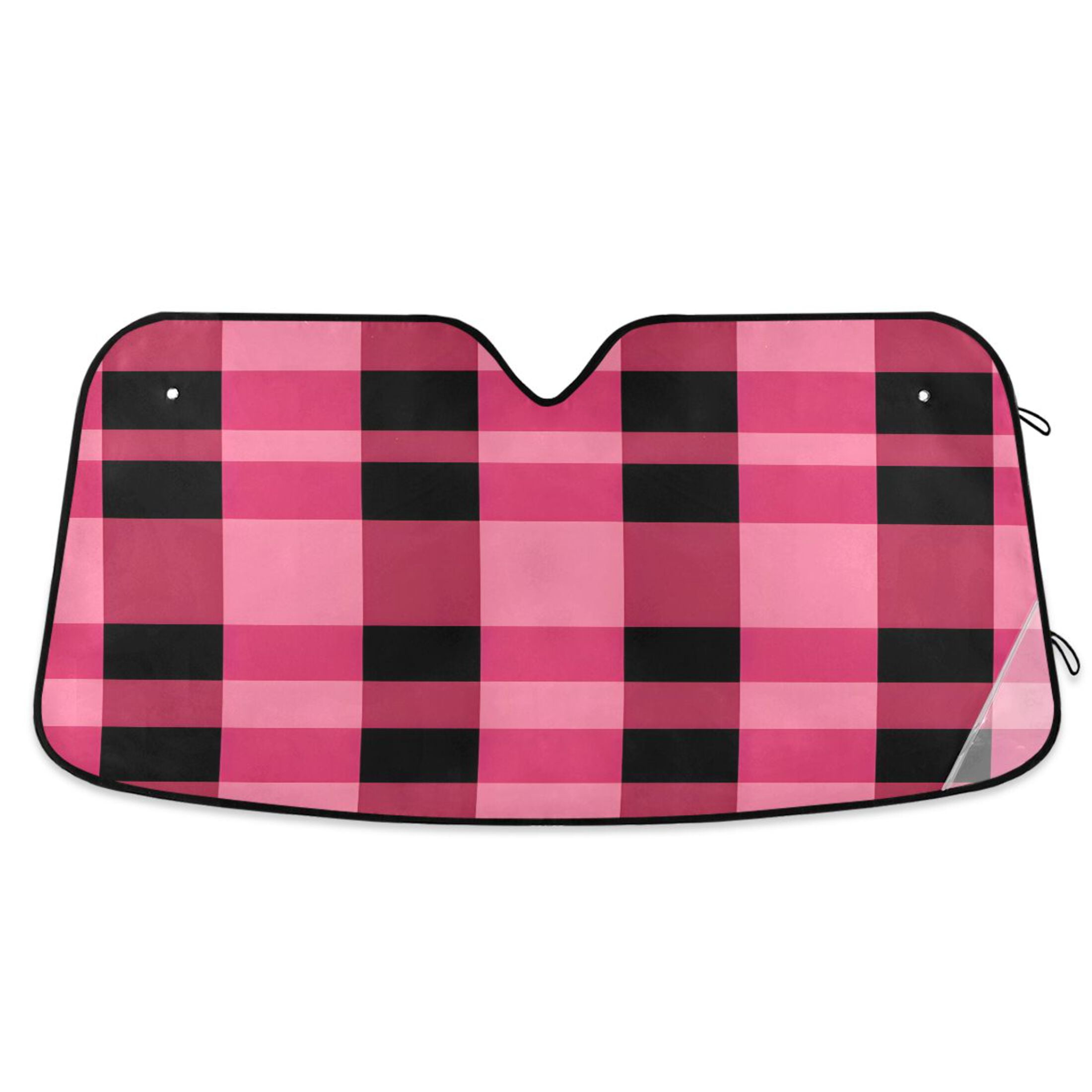 ALAZA Checkered Pink Grid Print Windshield Sun Shade Car Foldable Sun ...