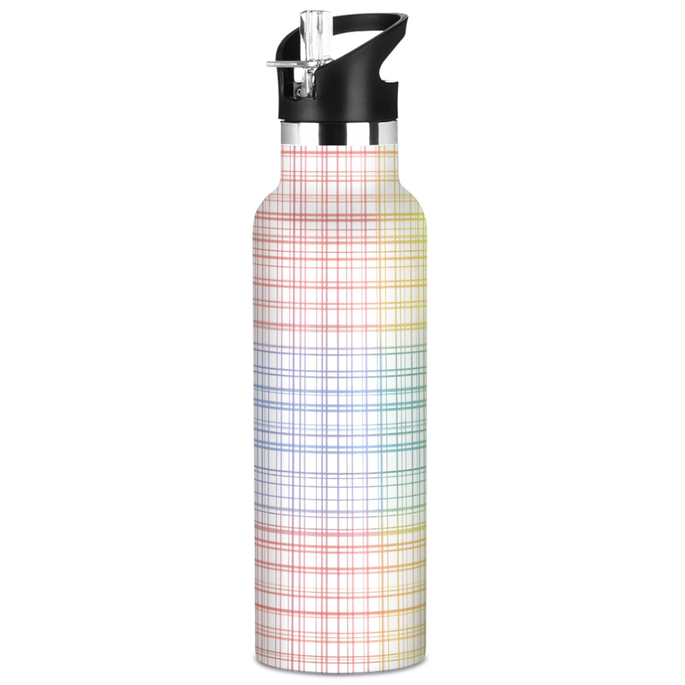 ALAZA Checkered Plaid Pattern Stainless Steel Water Bottle Vacuum ...