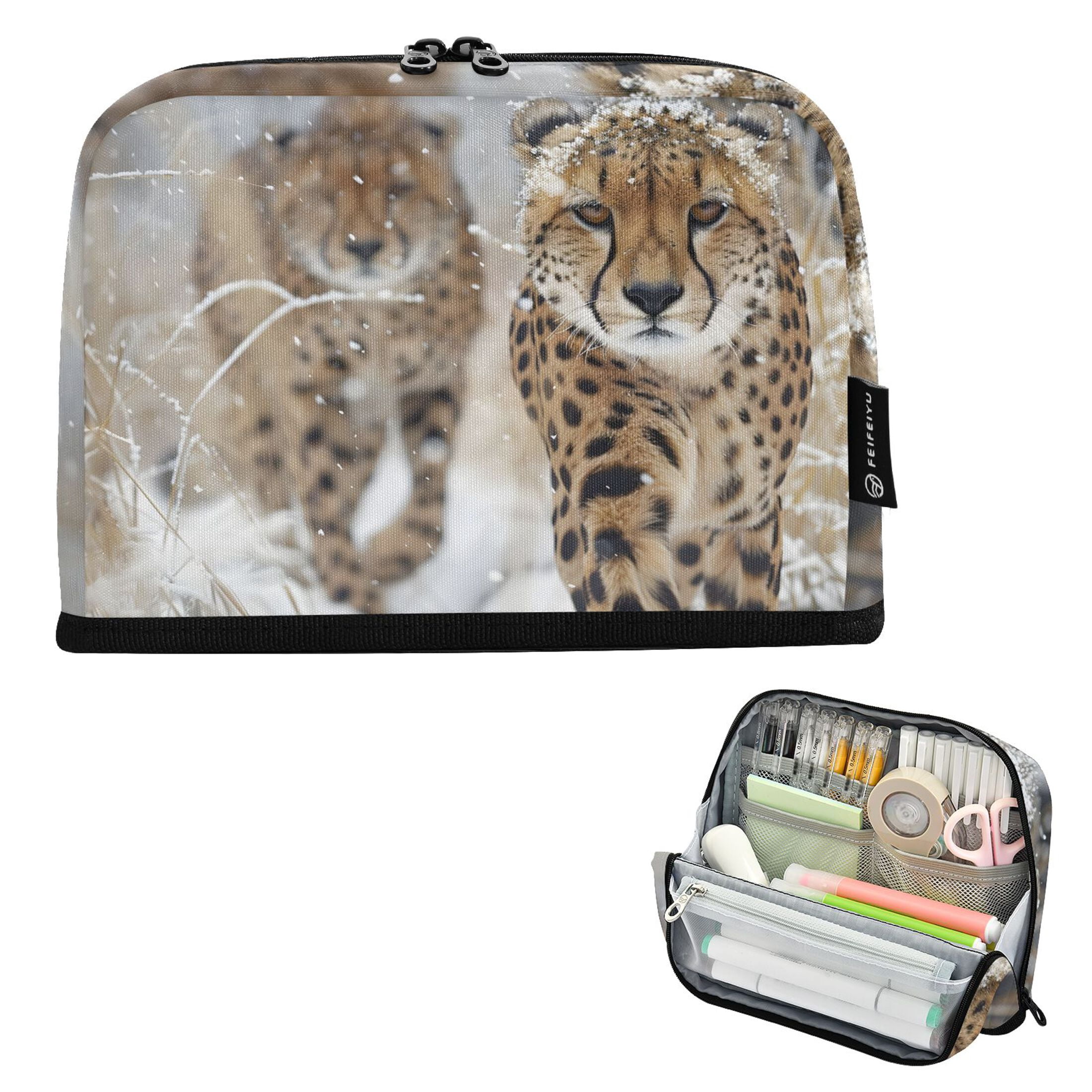 ALAZA Cheetahs in Winter Pencil Case Pen Pouch Bag Large Capacity ...